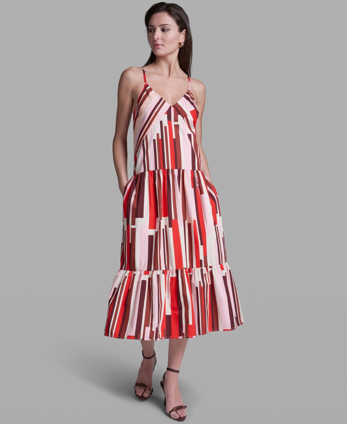 Click here for Bcbg Womens Sleeveless Midi Dress - Rouge Amour Mu... prices