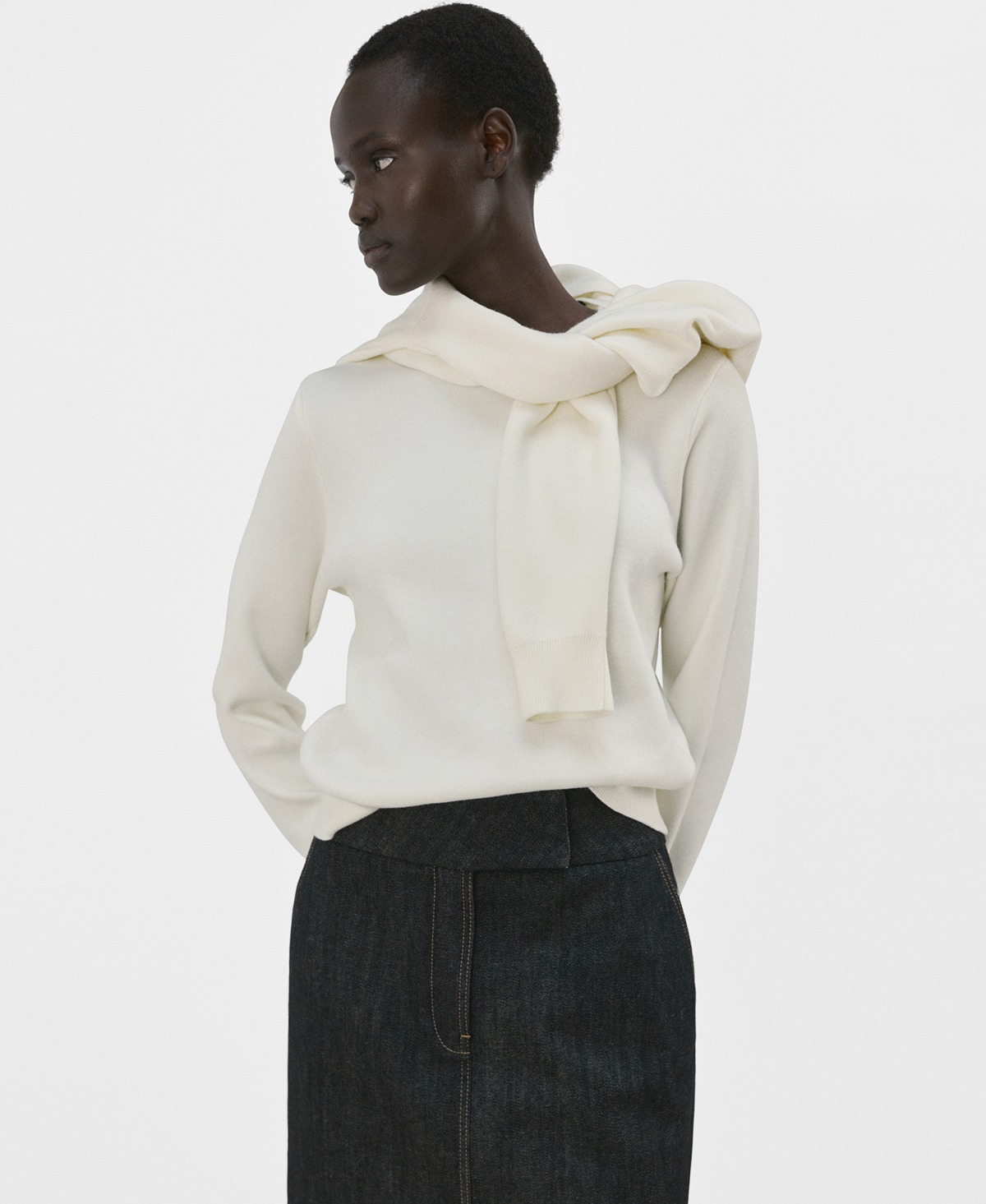 Click here for Mango Womens Buttoned Cuffs Sweater - Ecru prices