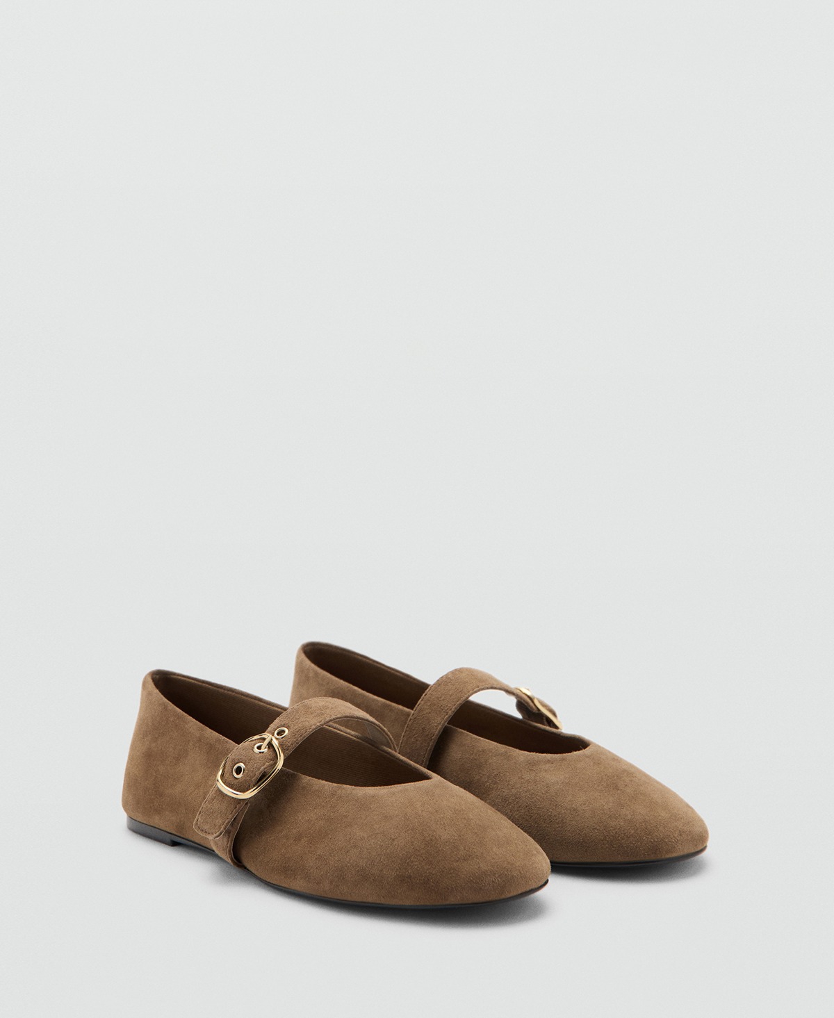 Click here for Mango Womens Buckle Strap Leather Ballerina - Sand prices