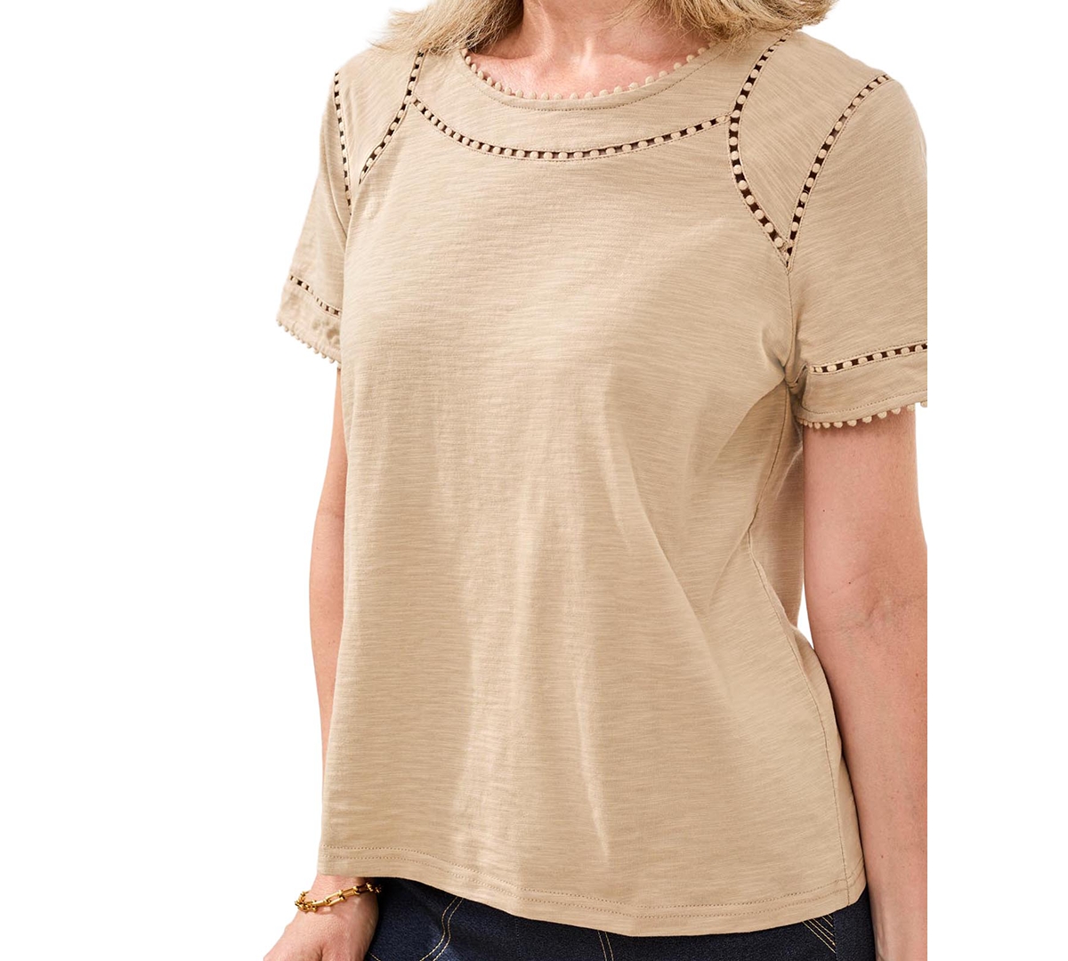 Click here for Tribal Womens Lace Detail Short-Sleeve Top - Beach prices