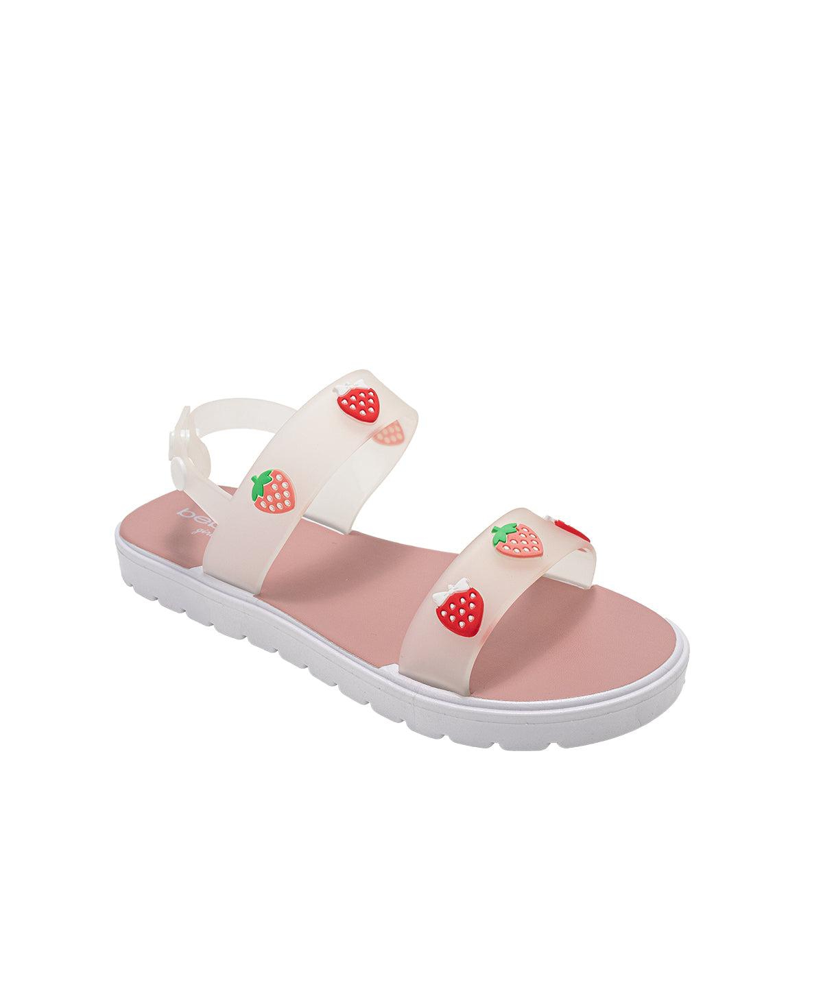 Click here for Bebe Girls Pcu sandal with strawberry charms - Whi... prices