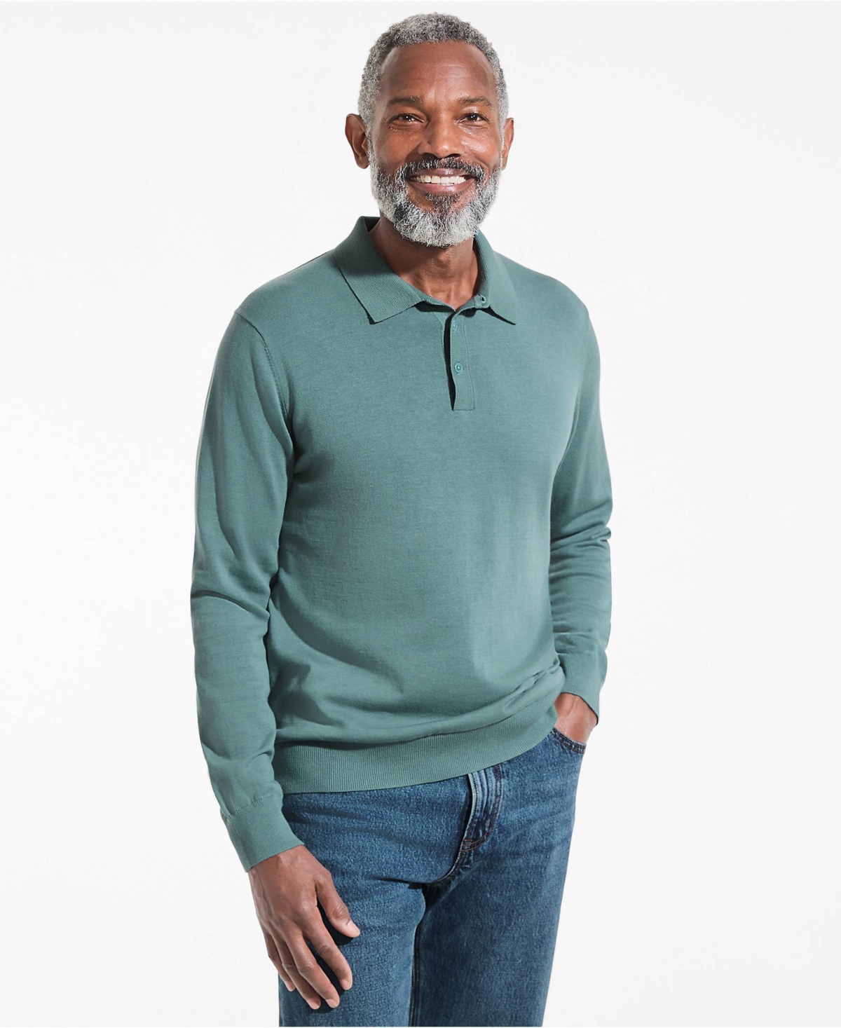 Click here for Lands End Mens Long Sleeve Cotton Sweater Polo - T... prices