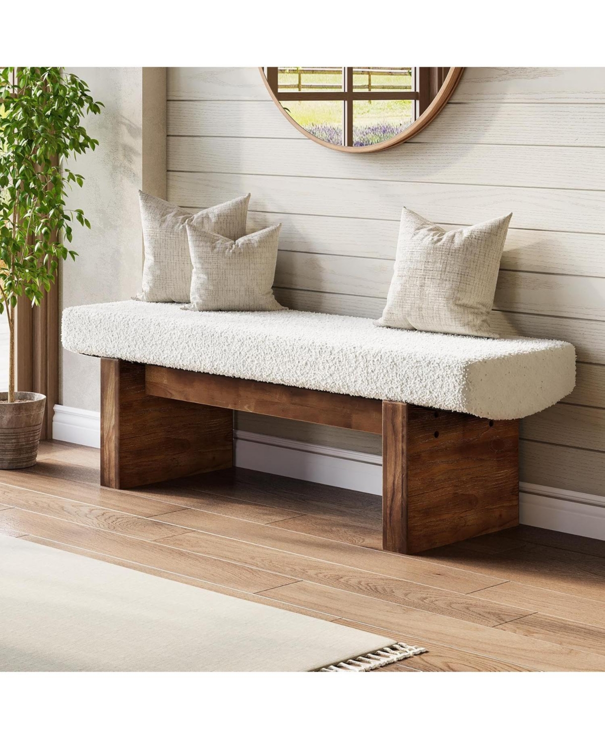 Click here for Tribesigns 55" Solid Wood Entryway Bench  Uph... prices