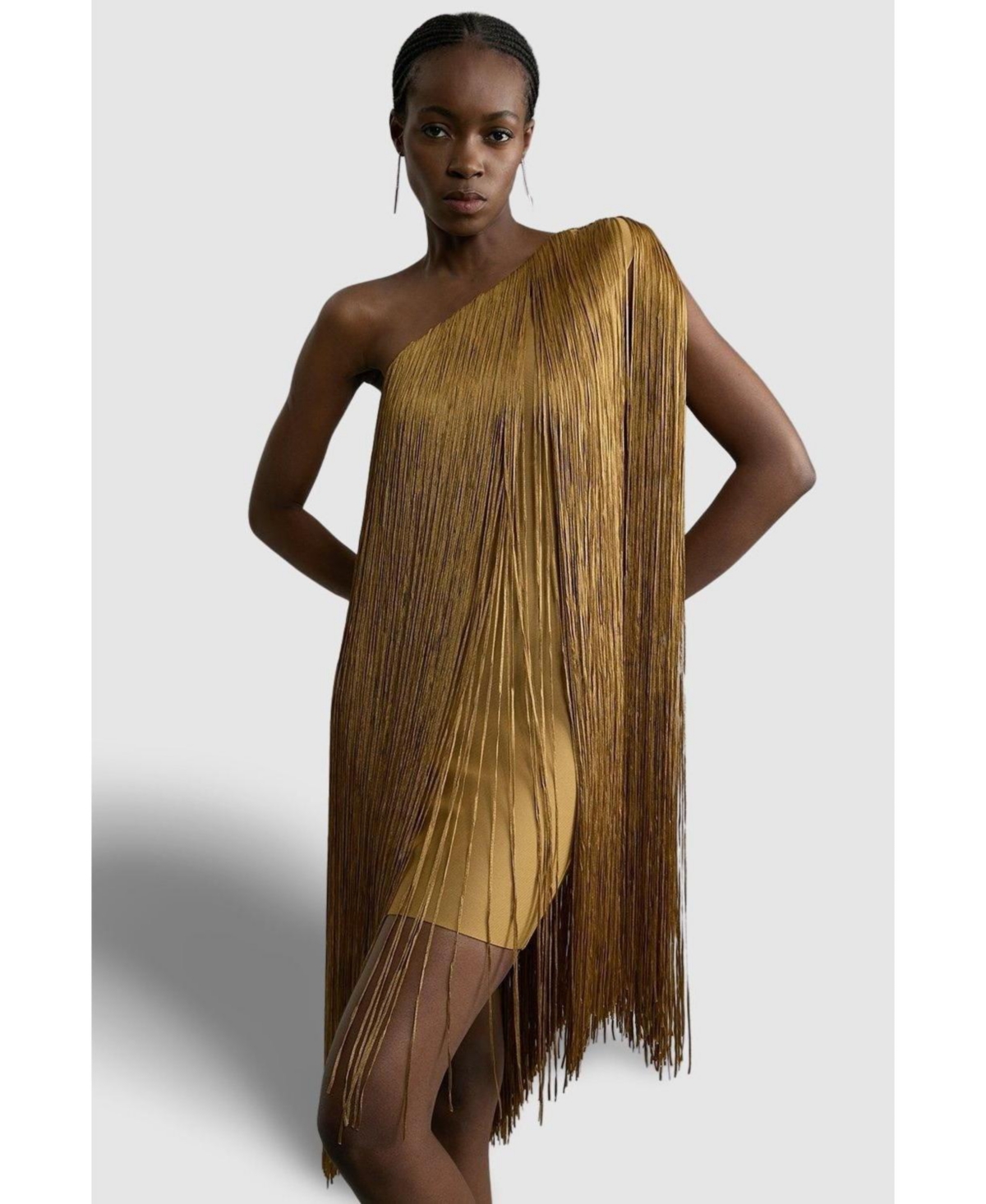 Click here for Karen Millen Womens Asymmetric Draped Fringe Mini... prices