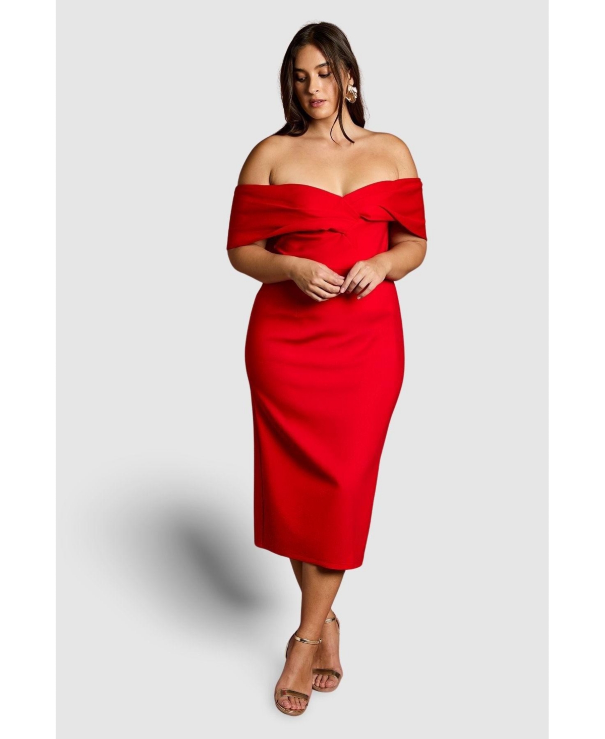 Click here for Coast Womens Bardot Ponte Midi Dress - Red prices