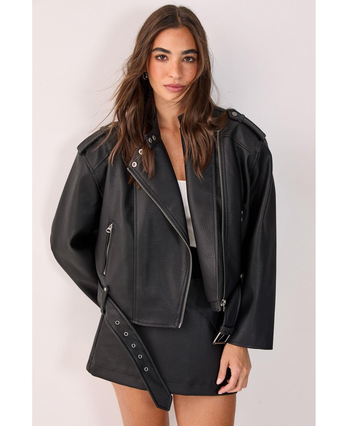 Click here for Nasty Gal Womens Belted Faux Leather Biker Jacket... prices