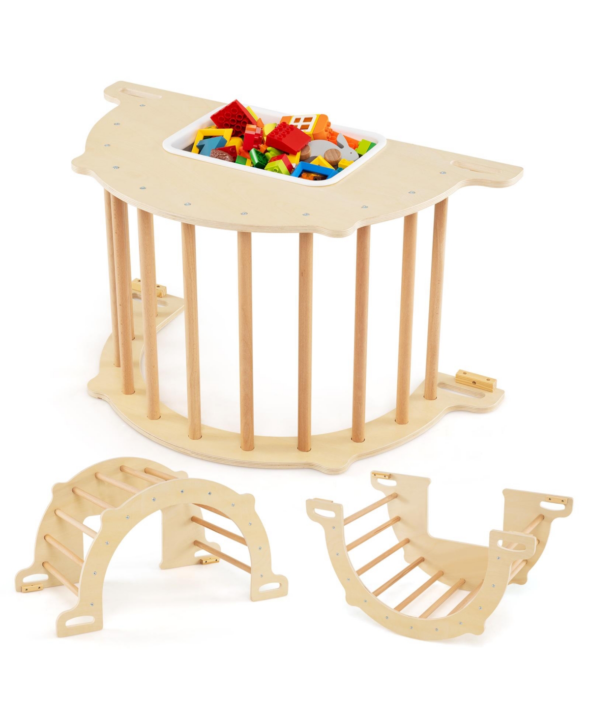 Click here for Mecale 8-in-1 Kids Climbing Arch with Sensory Tabl... prices