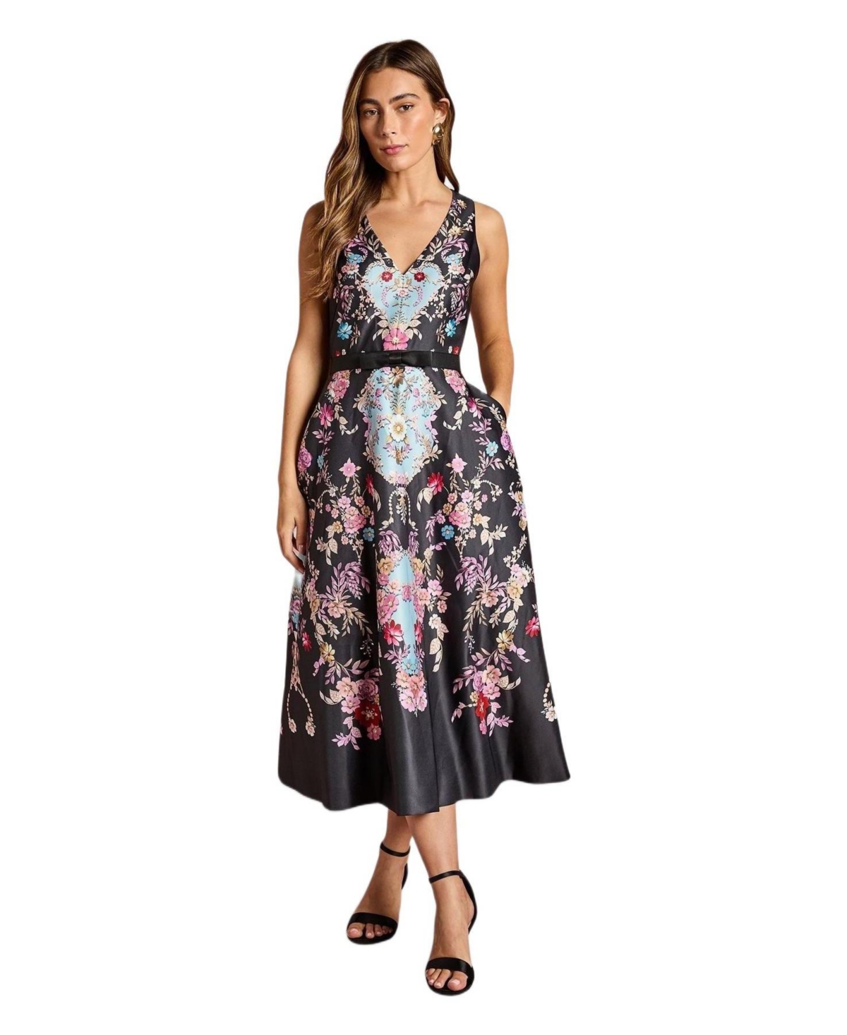 Click here for Coast Womens Placement Print V Neck Midi Dress - B... prices