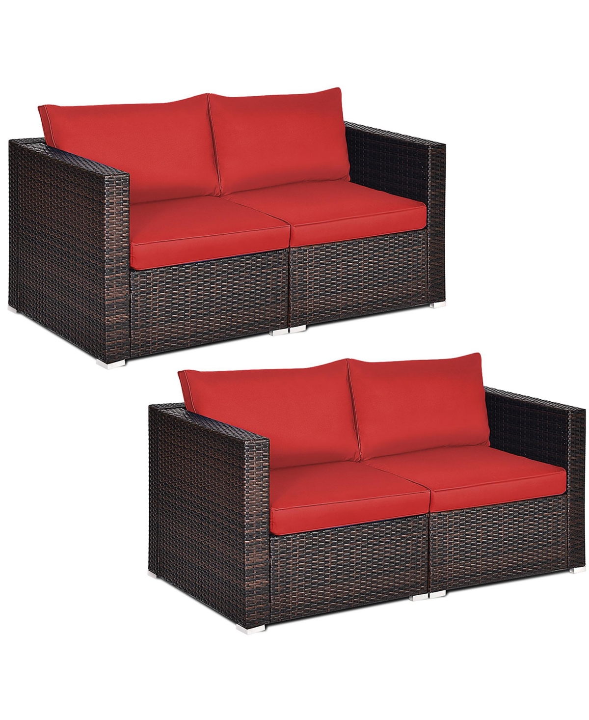 Click here for 4PCS Patio Rattan Corner Sofa Sectional Furniture... prices