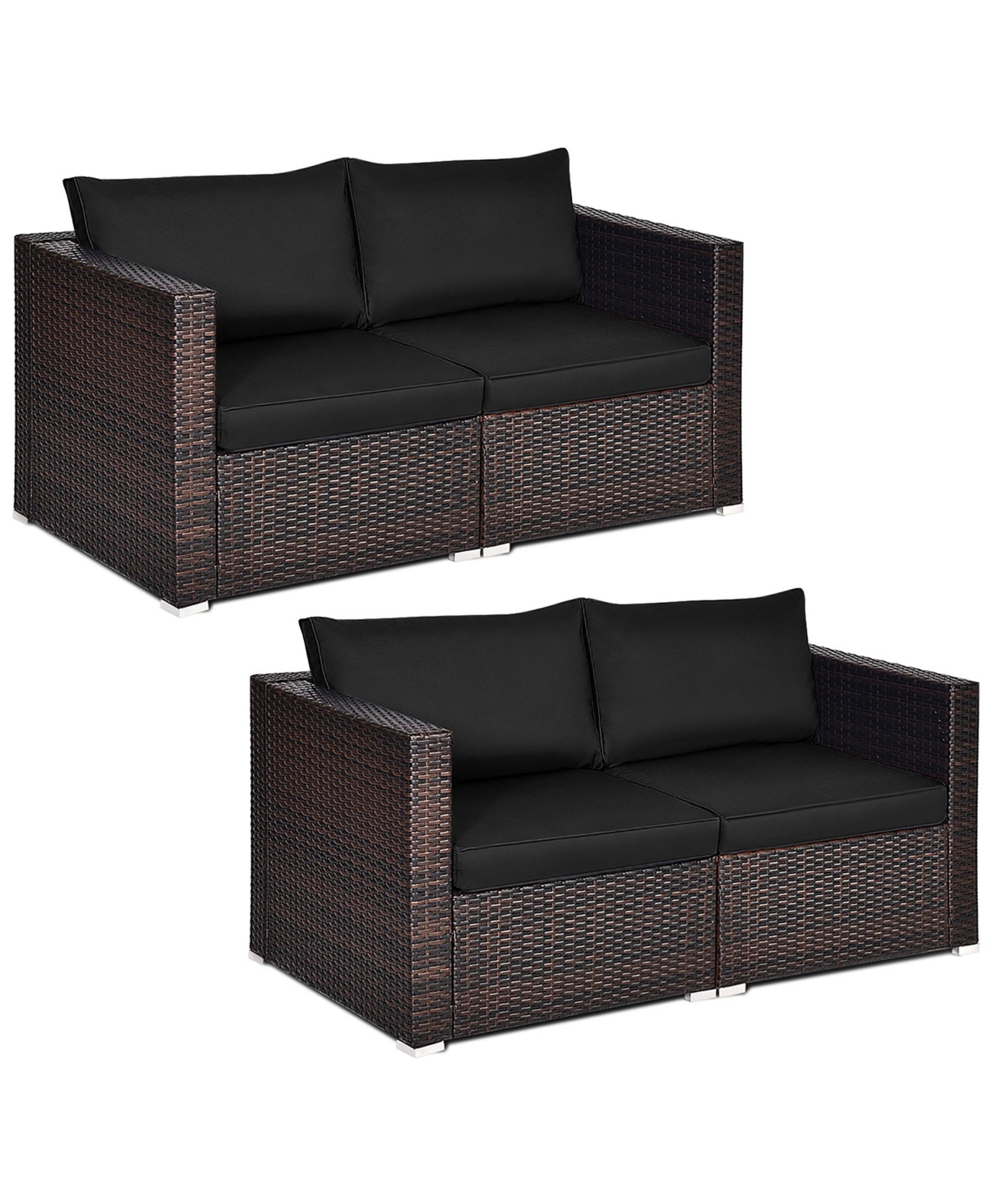 Click here for 4PCS Patio Rattan Corner Sofa Sectional Furniture... prices