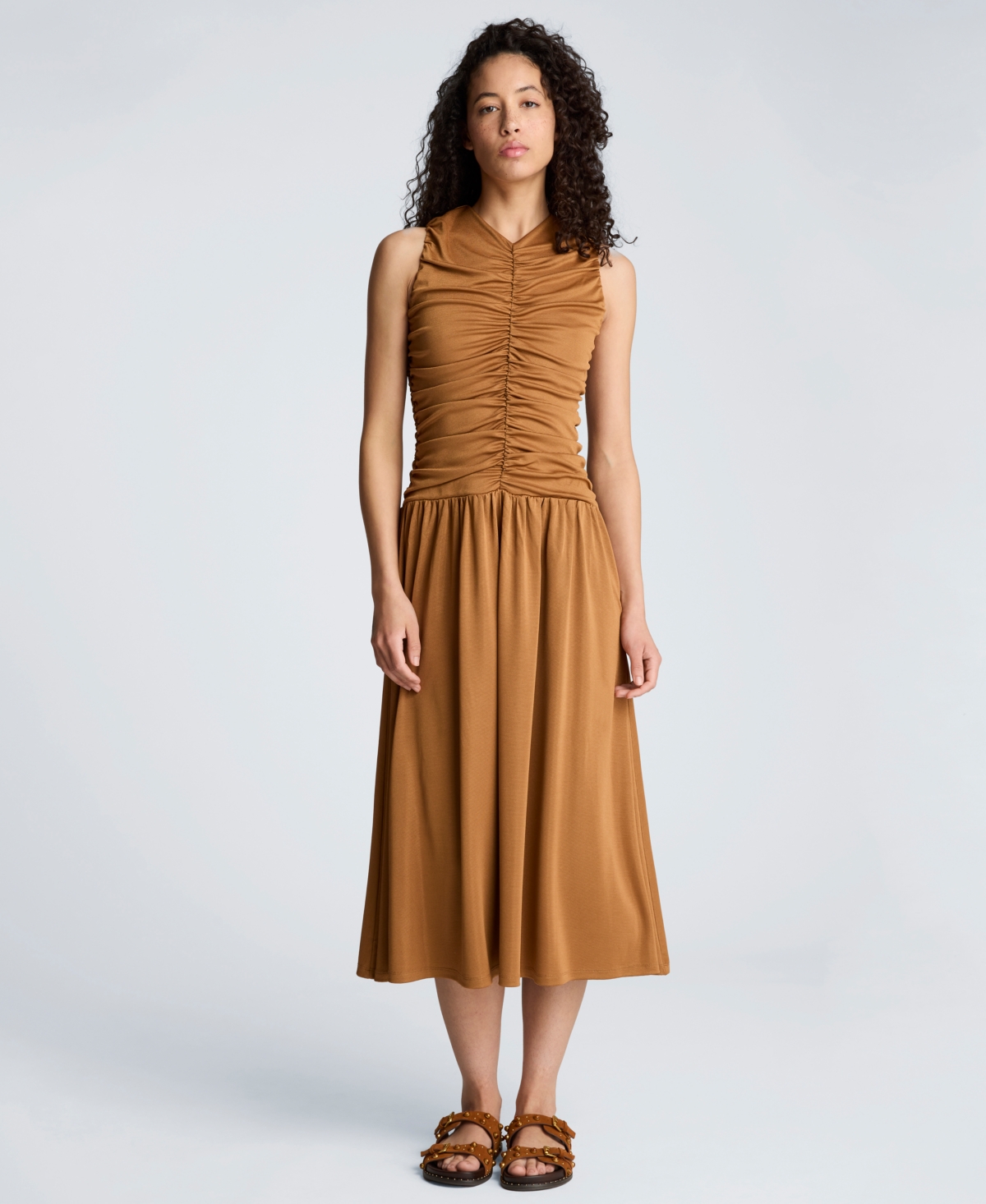 Click here for Kenneth Cole Womens Ruched A-Line Midi Dress - Sof... prices