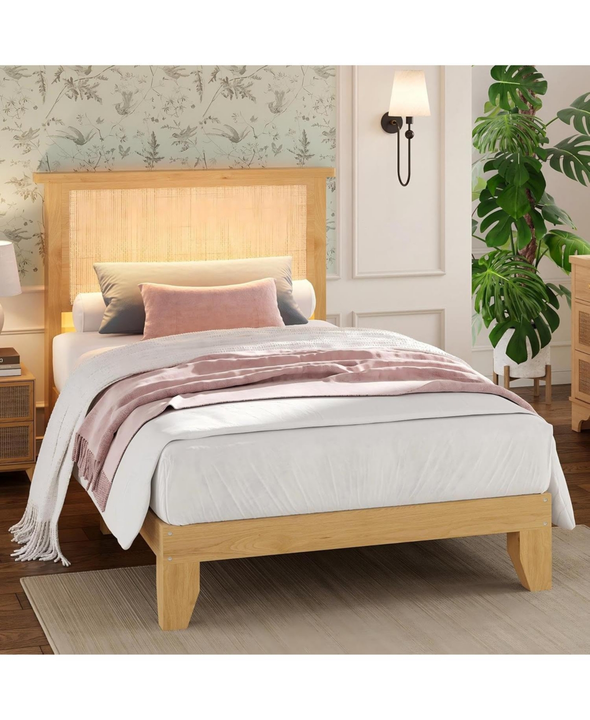 Click here for gaomon Rattan Bed Frame with Natural Rattan Headbo... prices