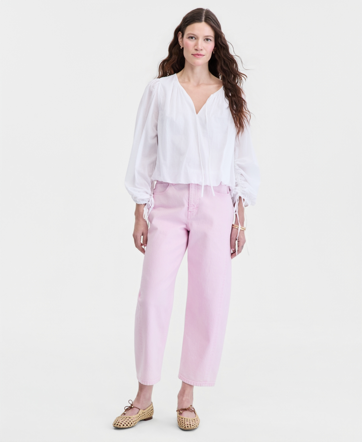 Click here for On 34th Womens Cropped High-Rise Barrel-Leg Jeans... prices