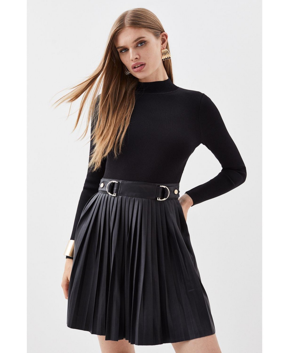 Click here for Karen Millen Womens Knitted Top Pleated Skater Dre... prices