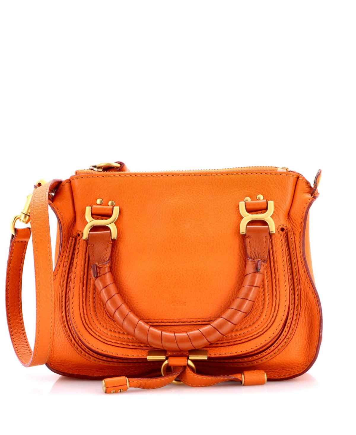 Click here for Pre-Owned Chloe Baby Marcie Satchel Leather - Oran... prices