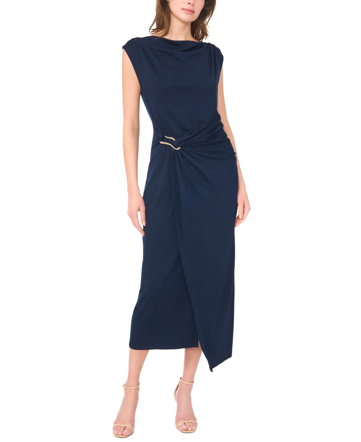 Click here for Msk Womens Sleeveless Boat-Neck Ponte-Knot Wrap Mi... prices
