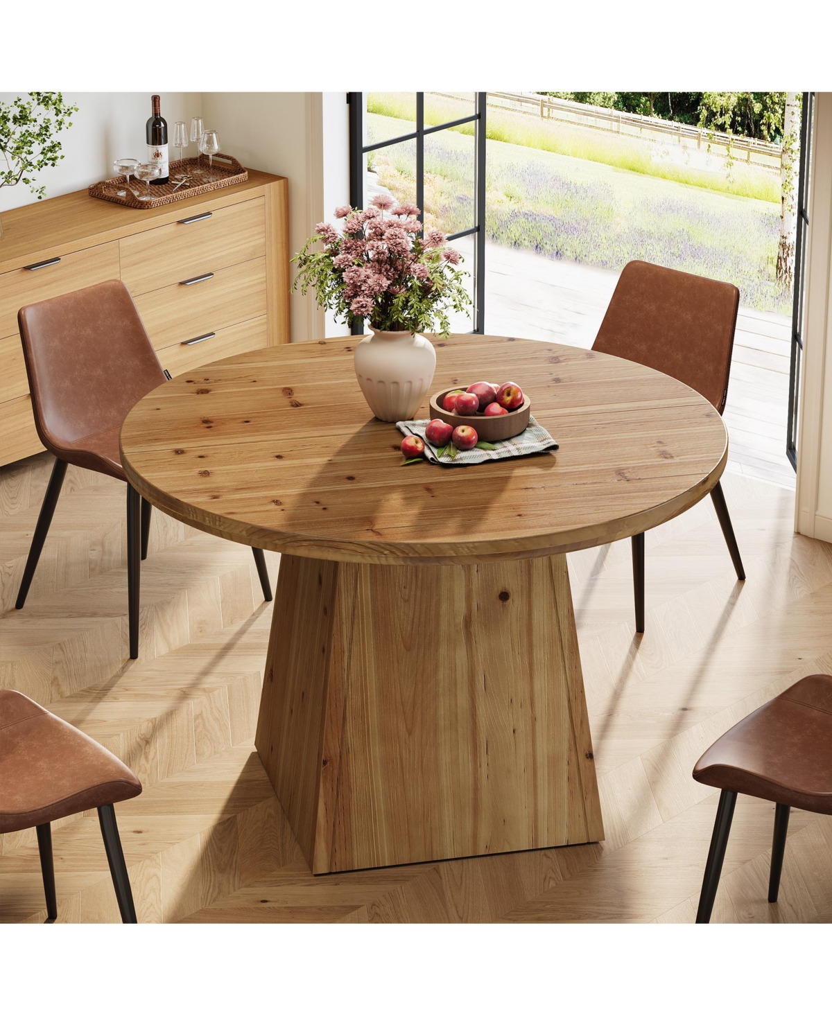 Click here for Tribesigns Solid Wood Round Dining Table  Farmhous... prices