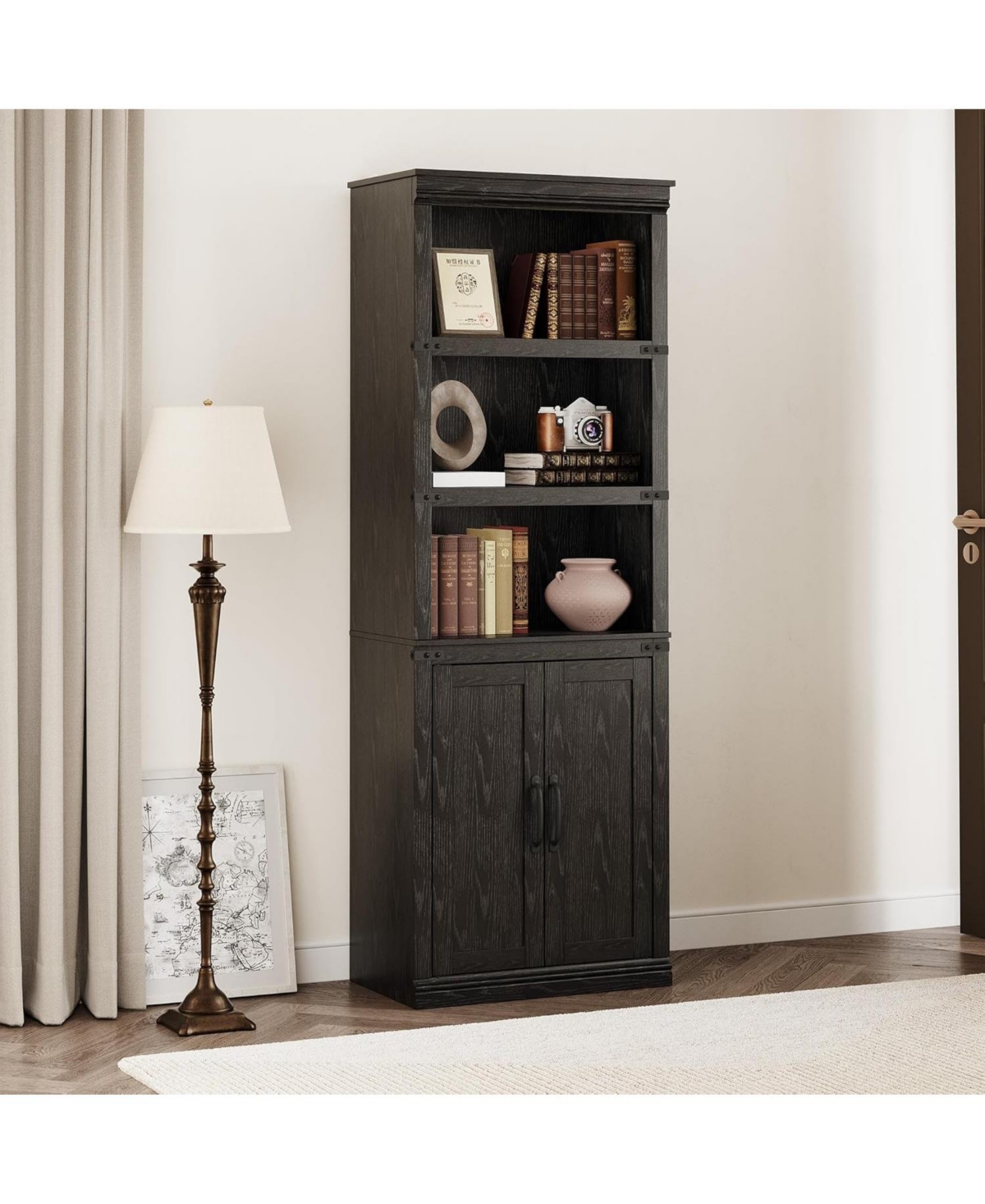 Click here for Gaomon 70" Farmhouse 5-Tier Bookshelf with Do... prices
