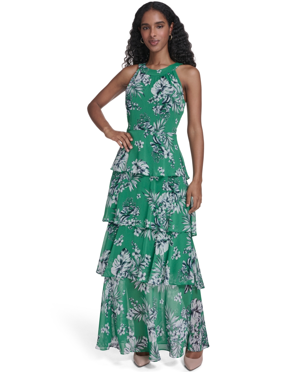 Click here for Tommy Hilfiger Womens Halter Neck Tiered Maxi Dres... prices