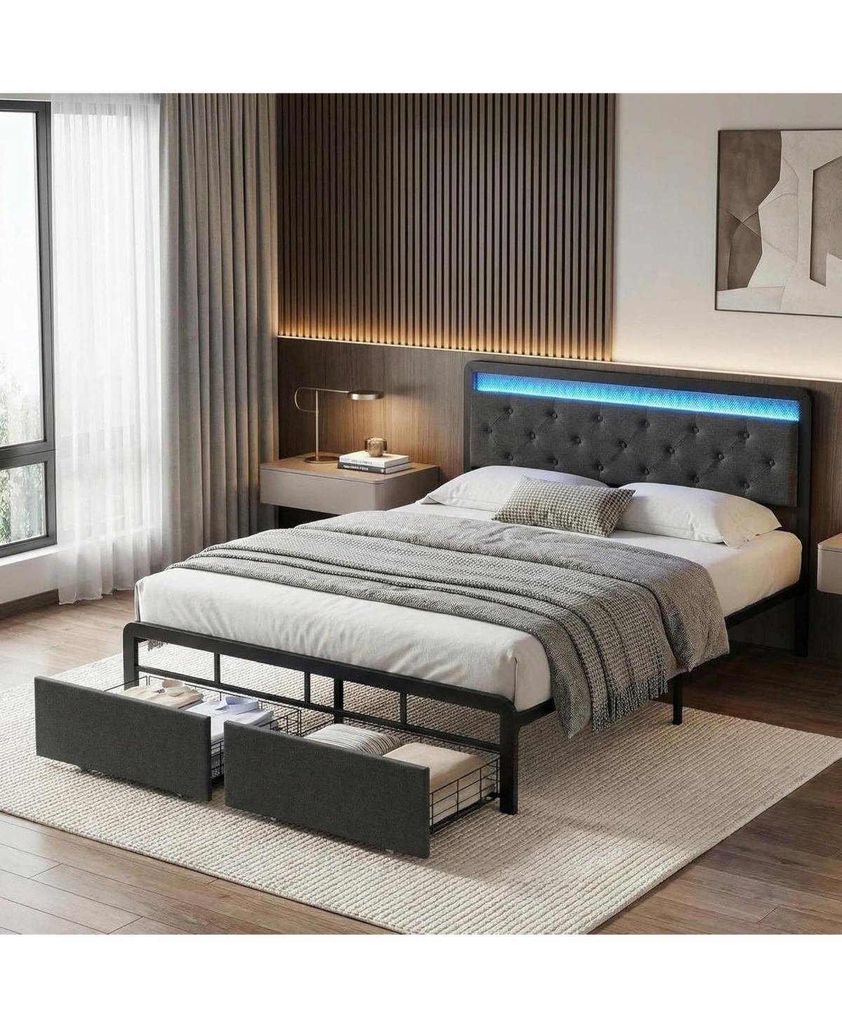 Click here for gaomon Full Bed Frame with 2 Storage Drawers  Butt... prices