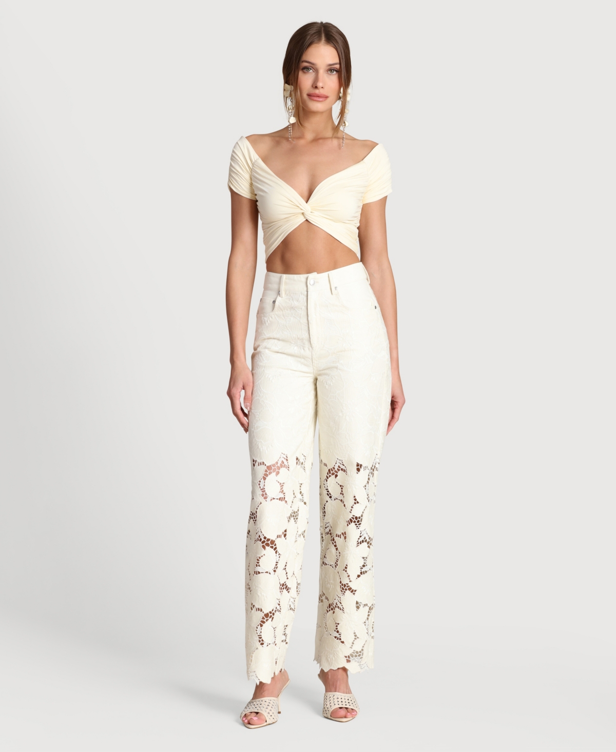 Click here for Pant Embroidered Cutout - Off White prices