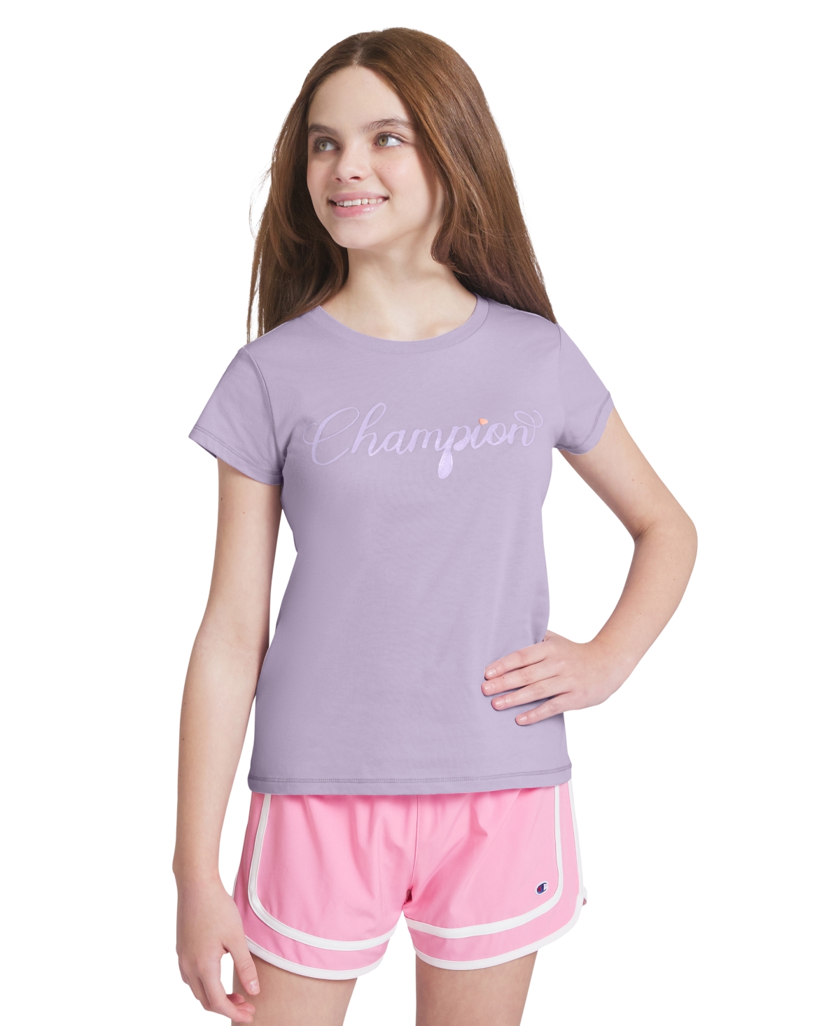 Click here for Champion Girls 7-16 Multi Heart T-Shirt - Lilac prices