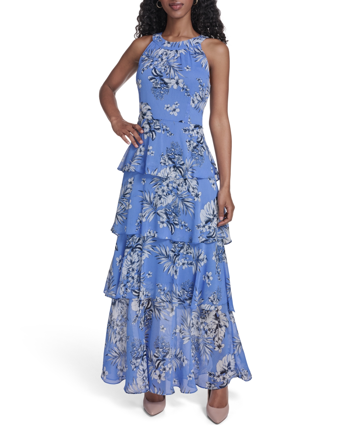 Click here for Tommy Hilfiger Womens Halter Neck Tiered Maxi Dres... prices