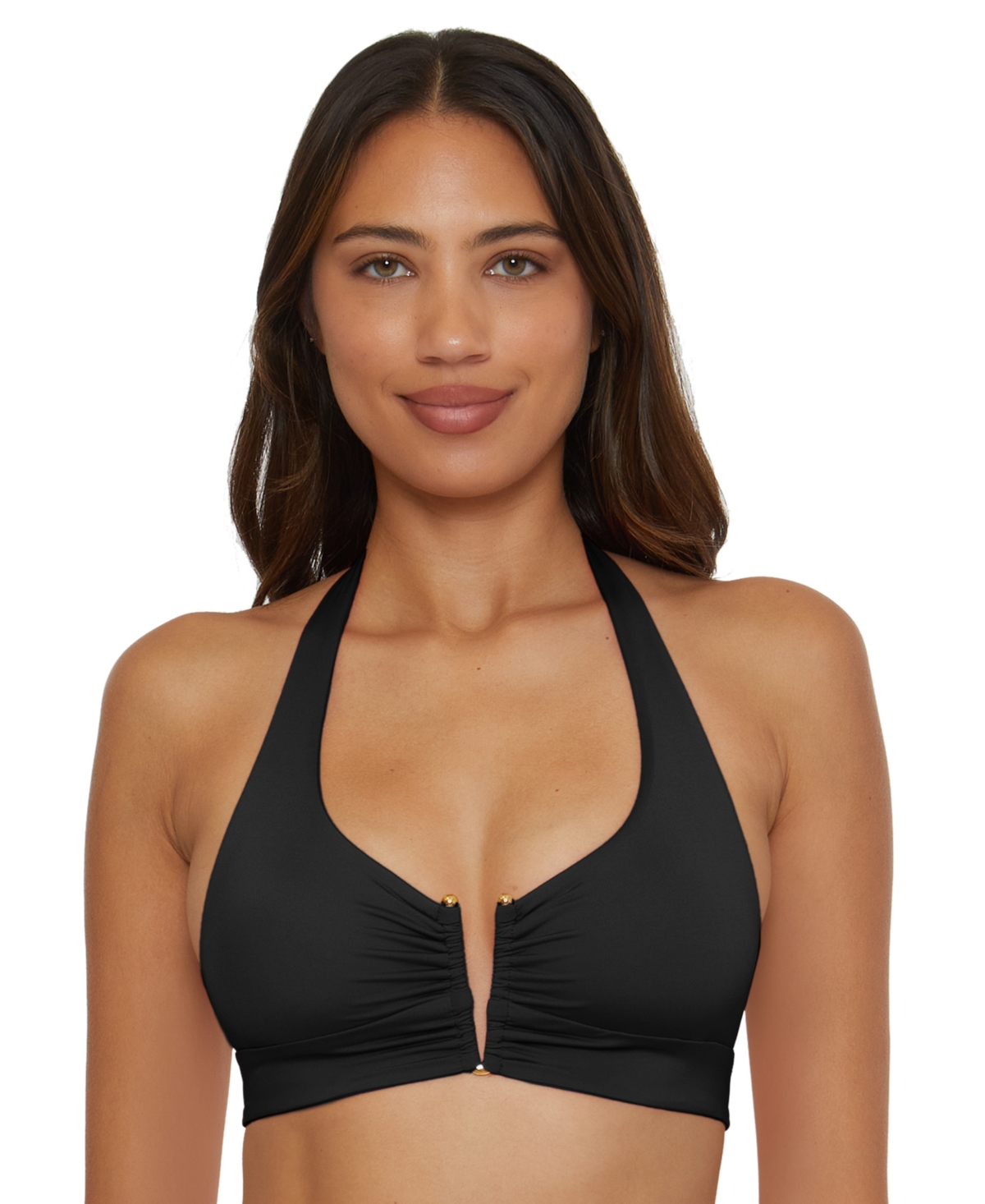 Click here for Becca Womens V-Neck Halter Swim Top - Black prices