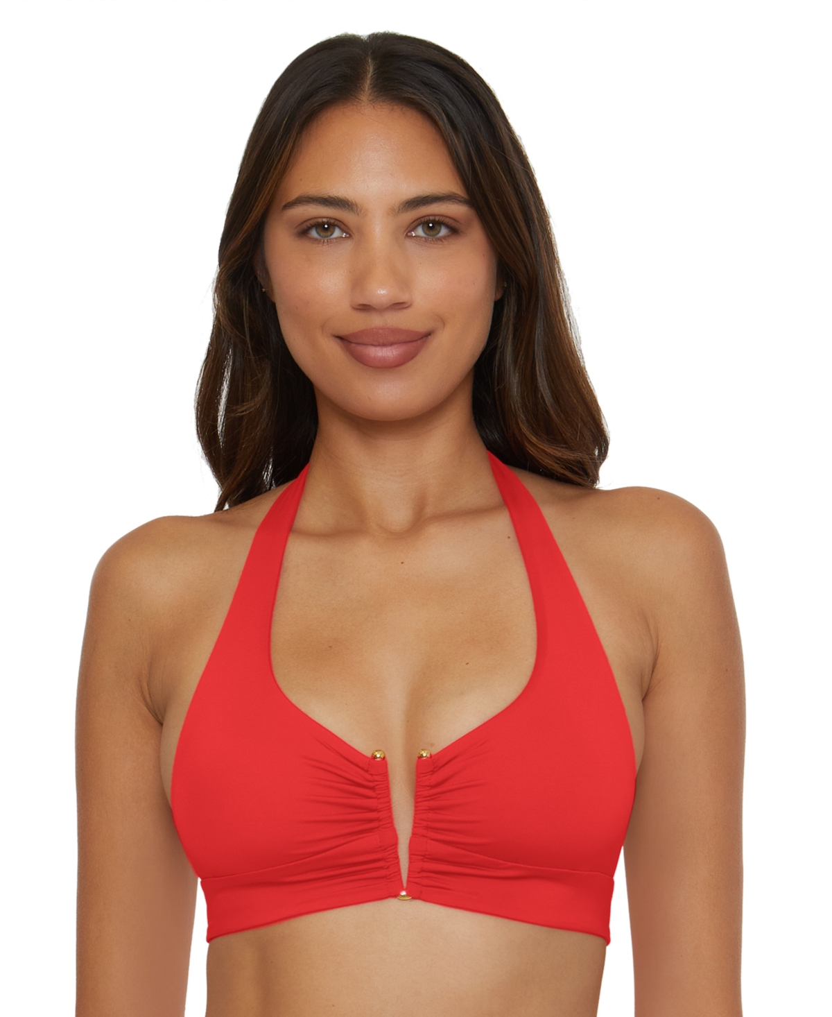 Click here for Becca Womens V-Neck Halter Swim Top - Fire prices