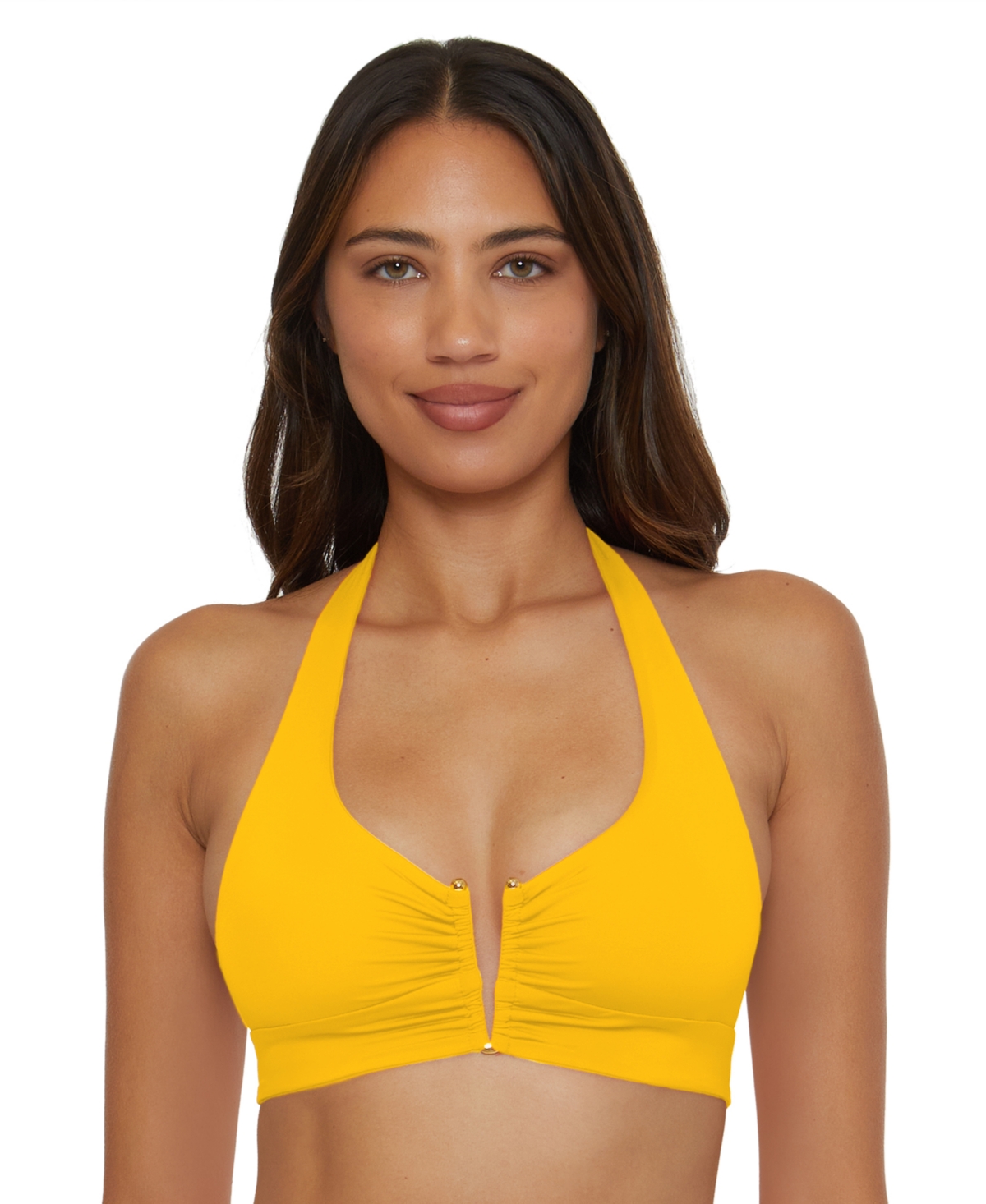 Click here for Becca Womens V-Neck Halter Swim Top - Sunglow prices
