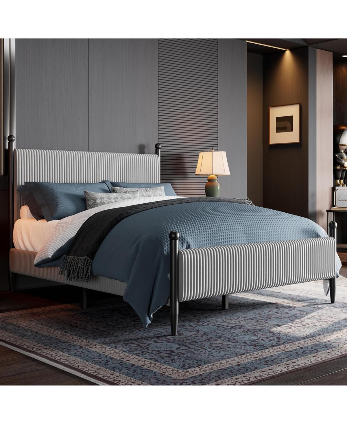 Click here for gaomon Queen Bed Frame   Upholstered Soft Corduroy... prices