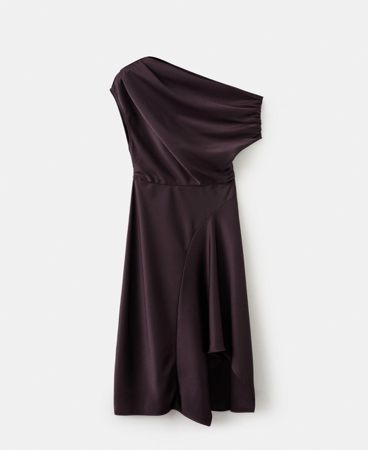 Click here for Mango Womens Asymmetrical Flared Dress - Dark Brow... prices