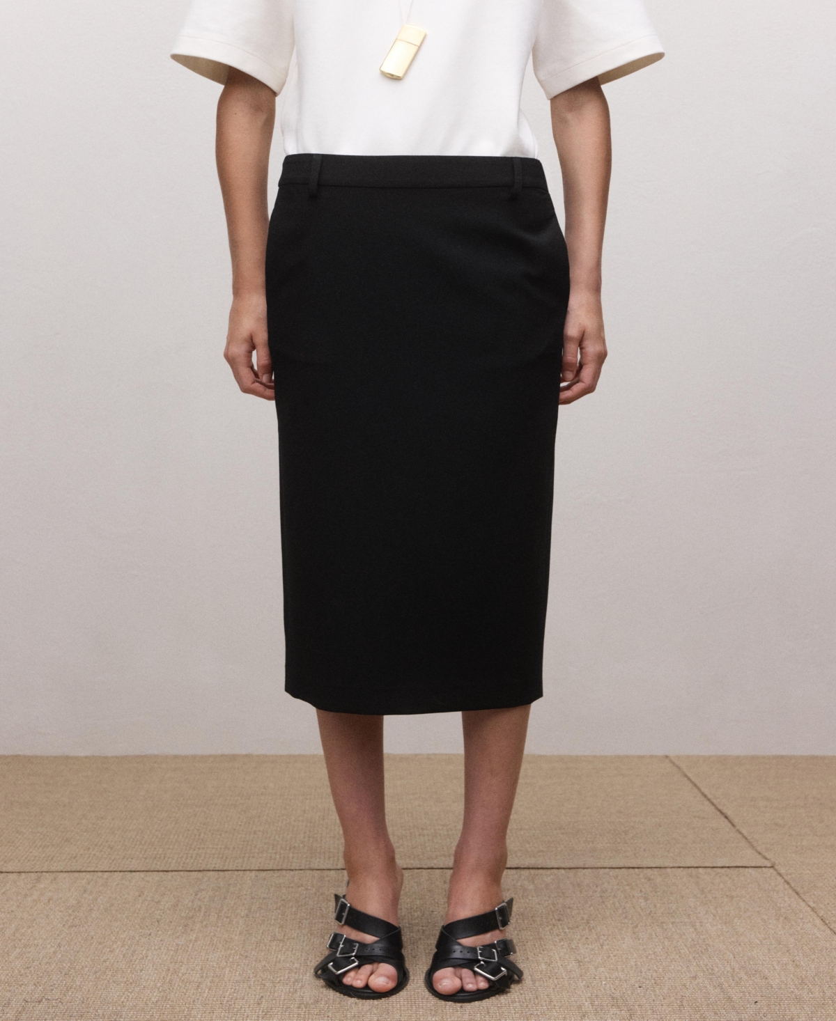 Click here for Mango Womens Wool-Blend Midi Skirt - Black prices