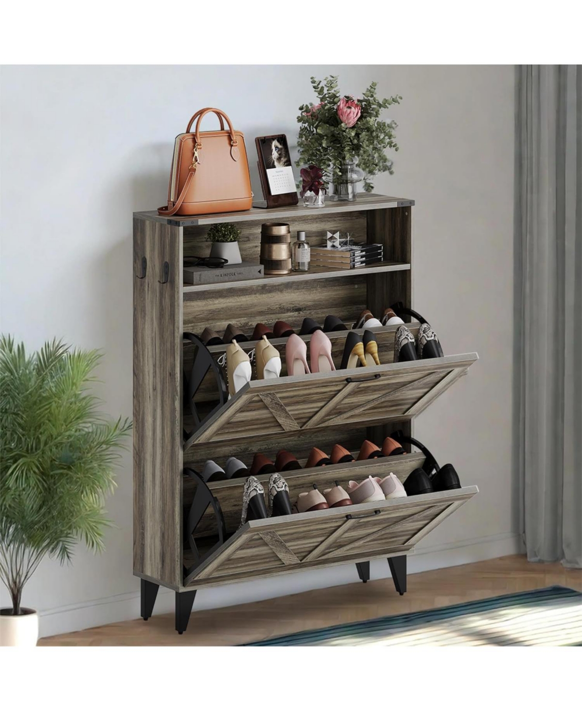 Click here for gaomon Farmhouse Narrow Shoe Cabinet 2 Flip Drawer... prices