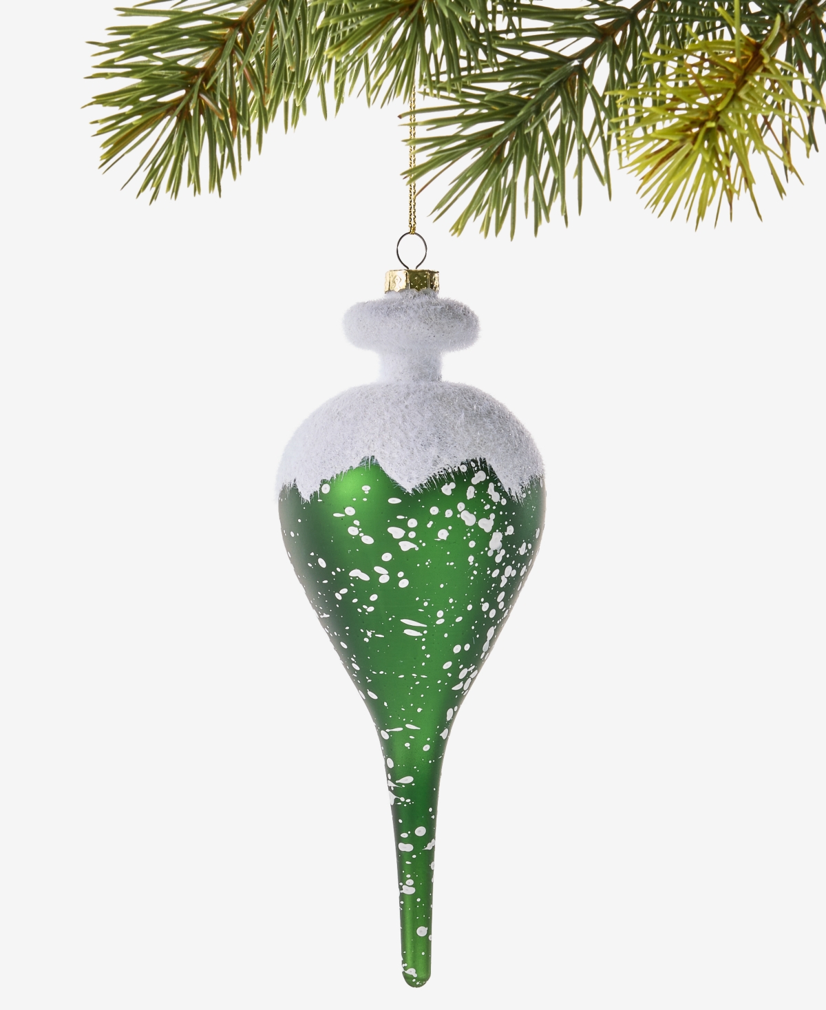 Click here for Holiday Lane Cozy Cabin Green Snowy Finial Ornamen... prices