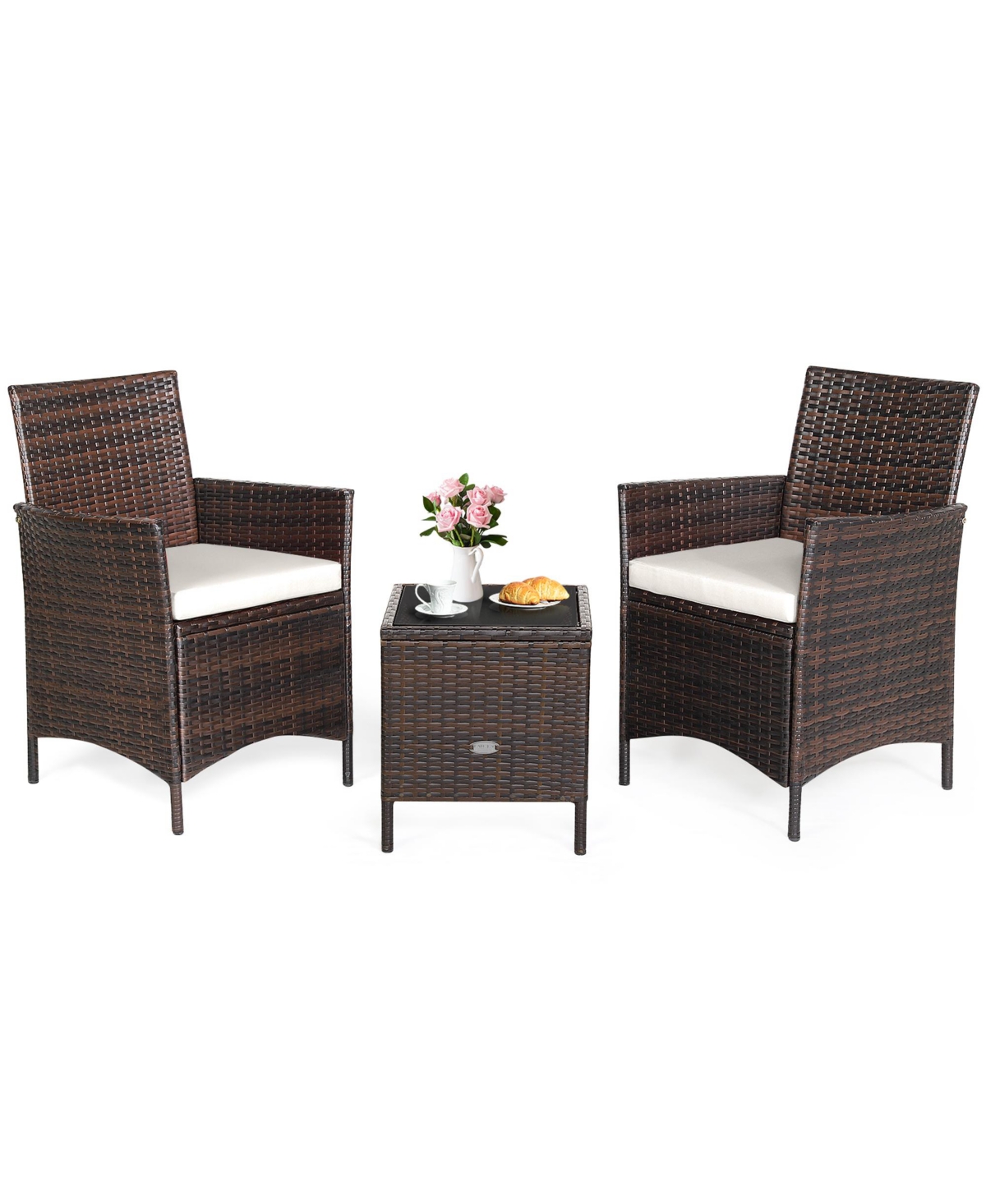 Click here for Gymax 3PCS Outdoor Rattan Conversation Set Patio F... prices