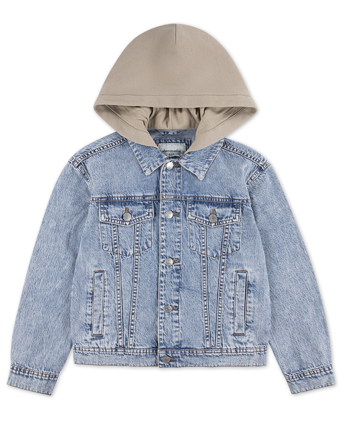 Click here for abercrombie kids Boys Hooded Denim Jacket - Blue prices