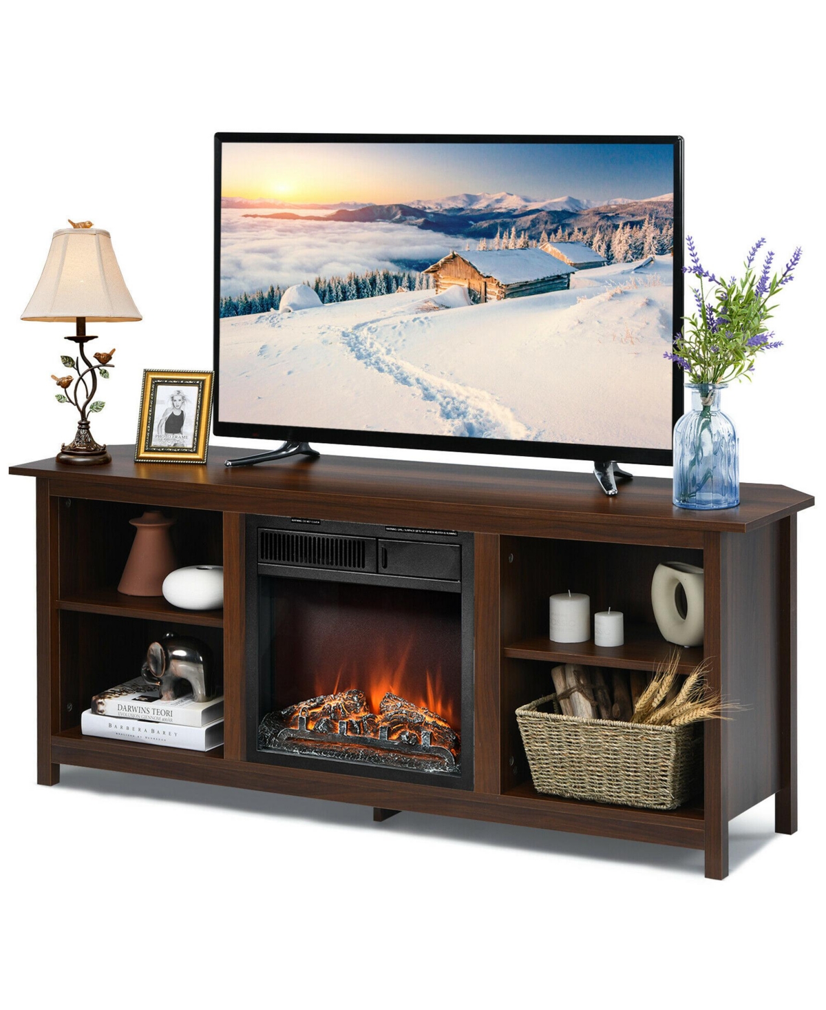 Click here for Gymax 58 2-Tier Fireplace Tv Stand W/18 Electric F... prices