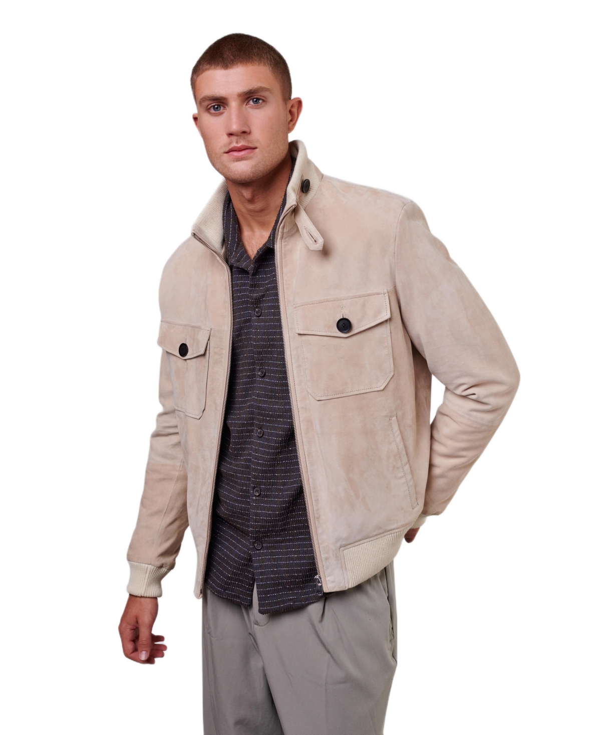 Click here for Furniq Uk Mens Suede Jacket - Beige prices