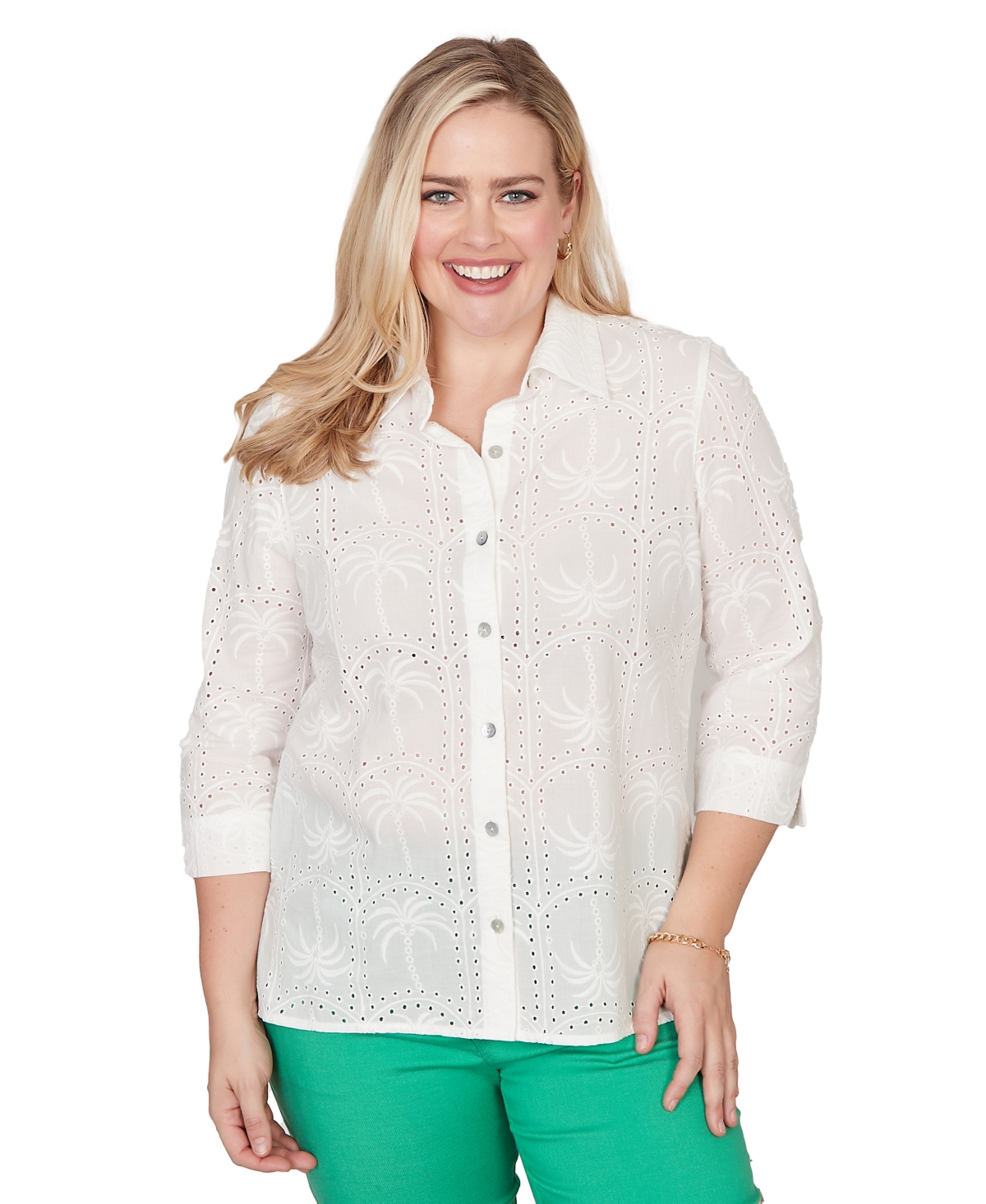 Click here for Alfred Dunner Petite Resort Living Eyelet Palm Tre... prices