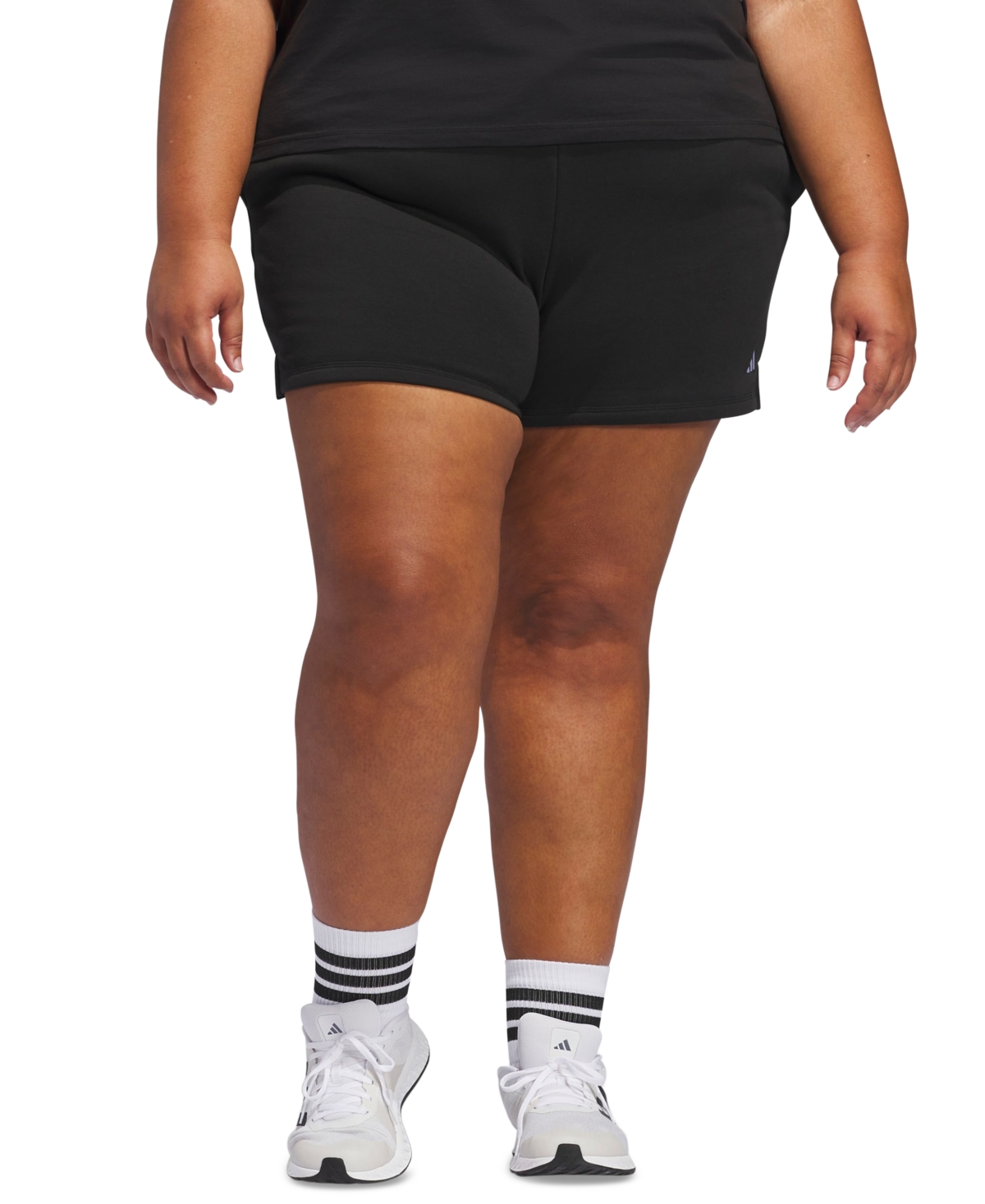 Click here for adidas Plus Size Essentials Small Logo Shorts - Bl... prices