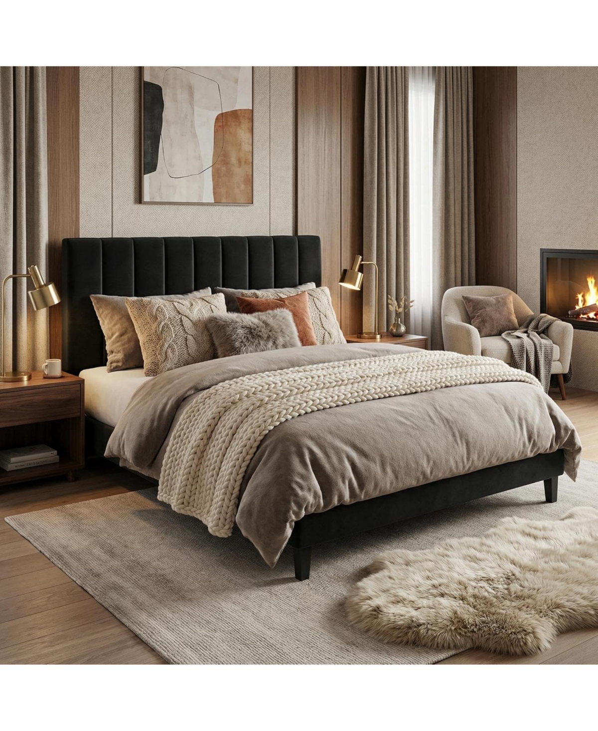 Click here for gaomon Bed Frame  Velvet Upholstered Platform Bed... prices