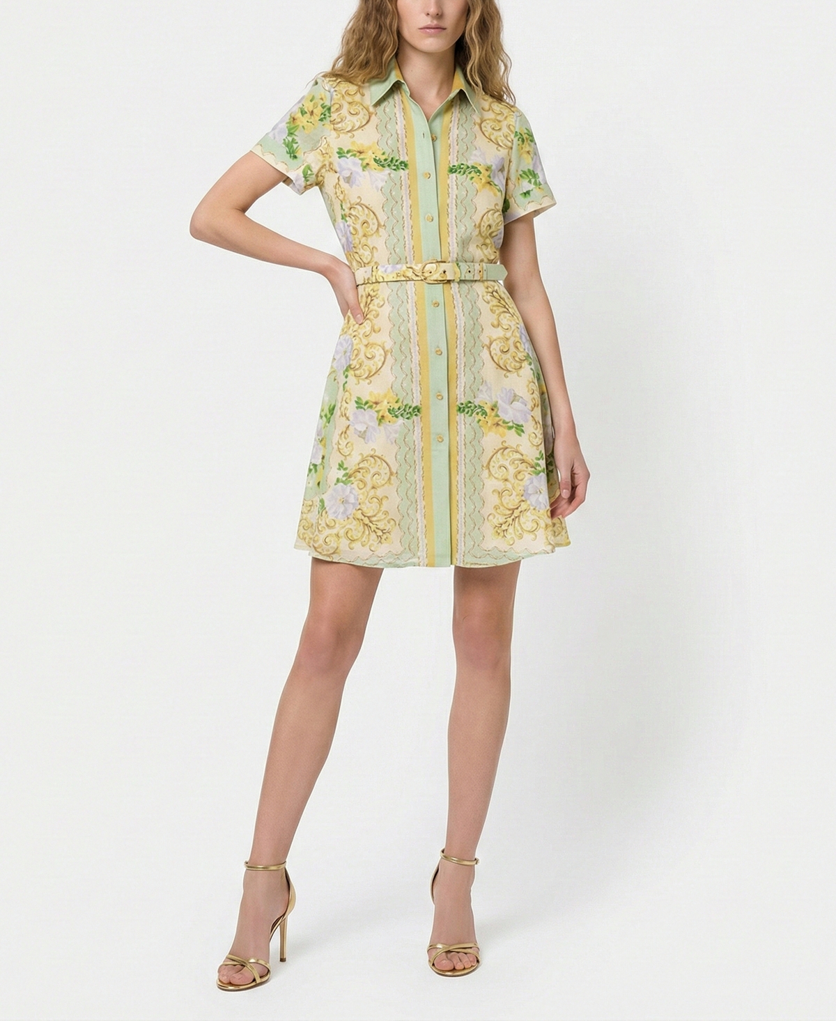 Click here for Taylor Petite Button-Front Belted Dress - Seafoam.... prices