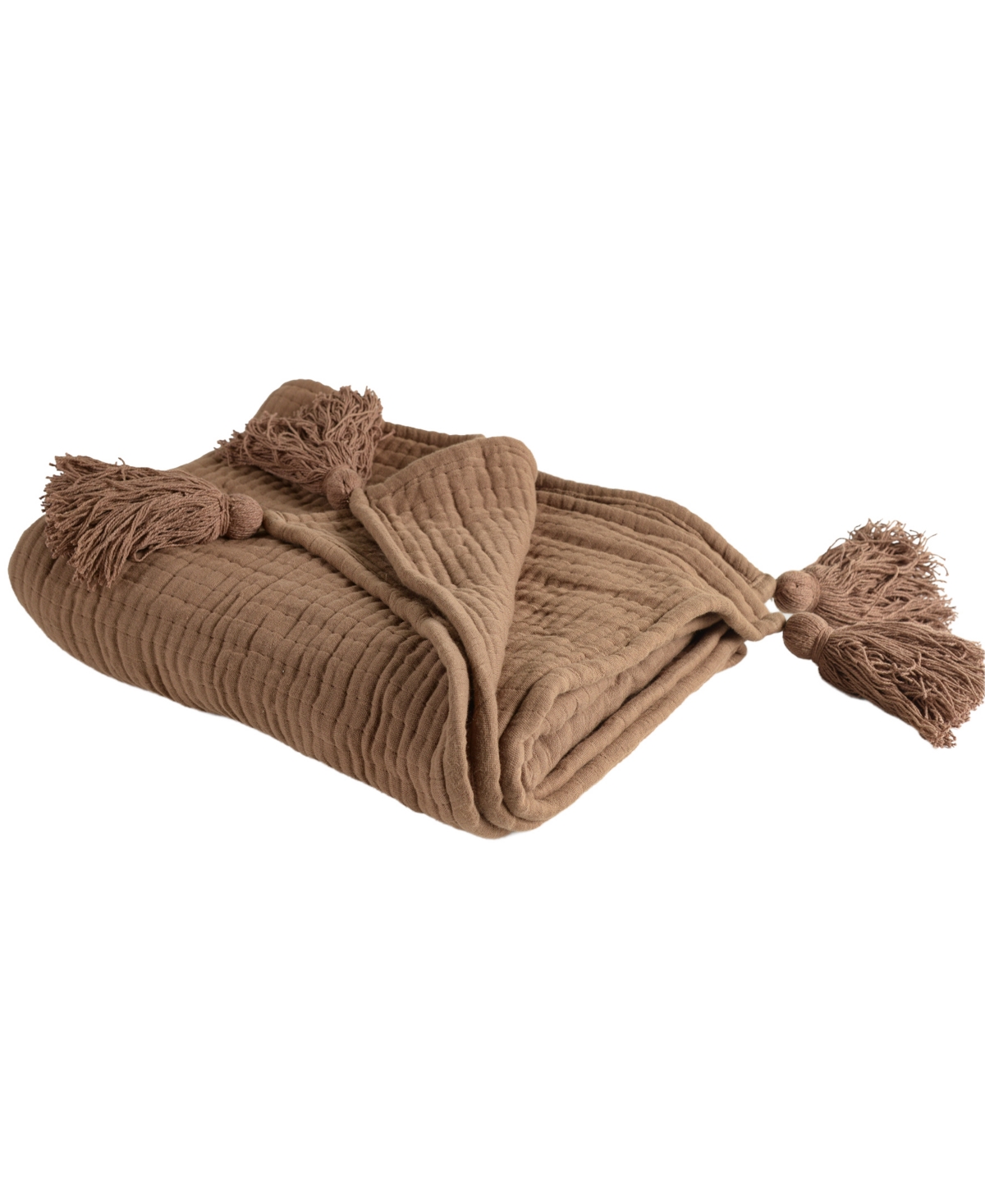 Click here for Rizzy Home Dora Cotton Throw  50 x 60 - Light Brow... prices