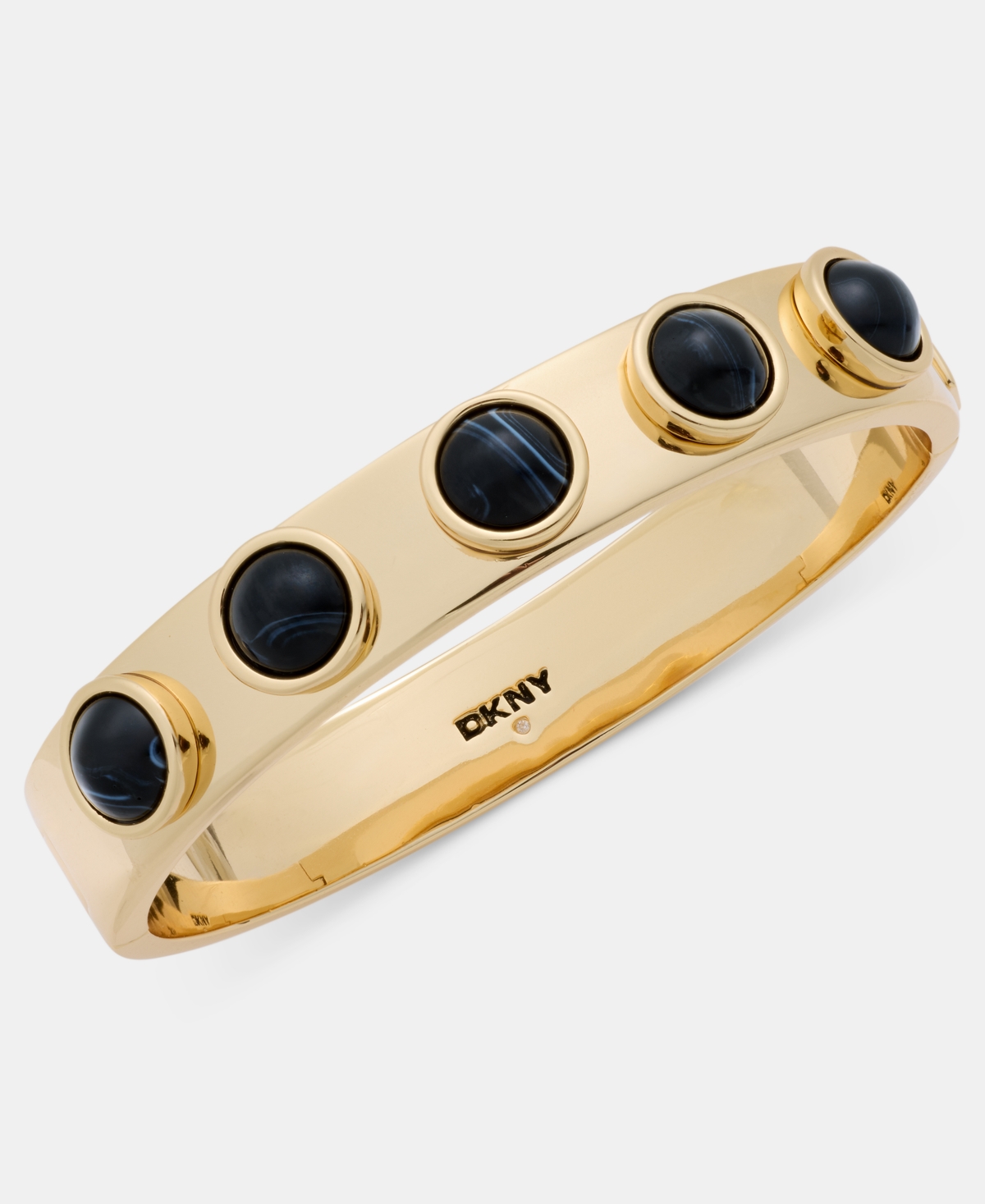 Click here for Dkny Gold-Tone Dynamic Jet Cabochon Bangle Bracele... prices