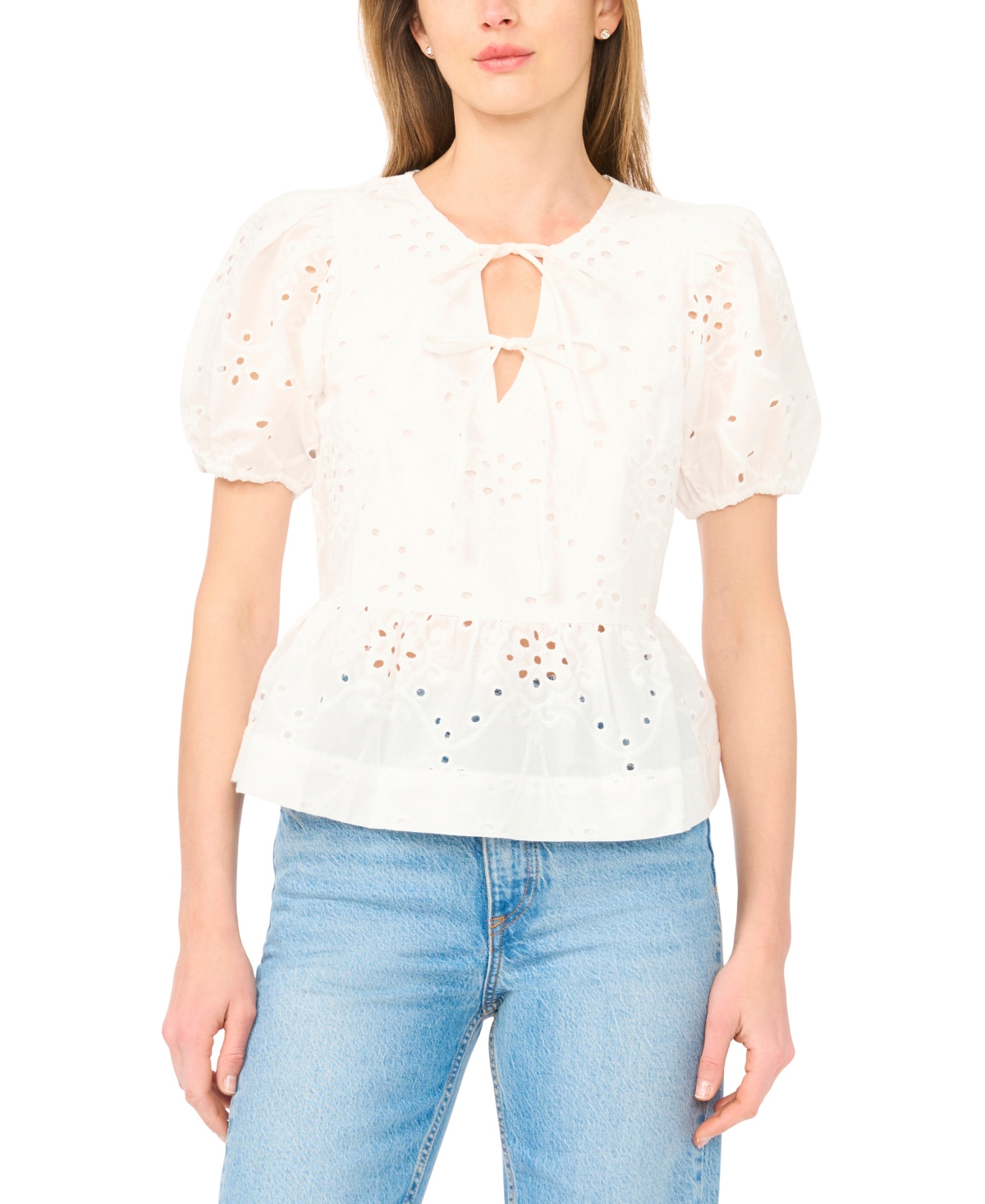 Click here for CeCe Womens The Alina Short-Sleeve Blouse - Lucent... prices