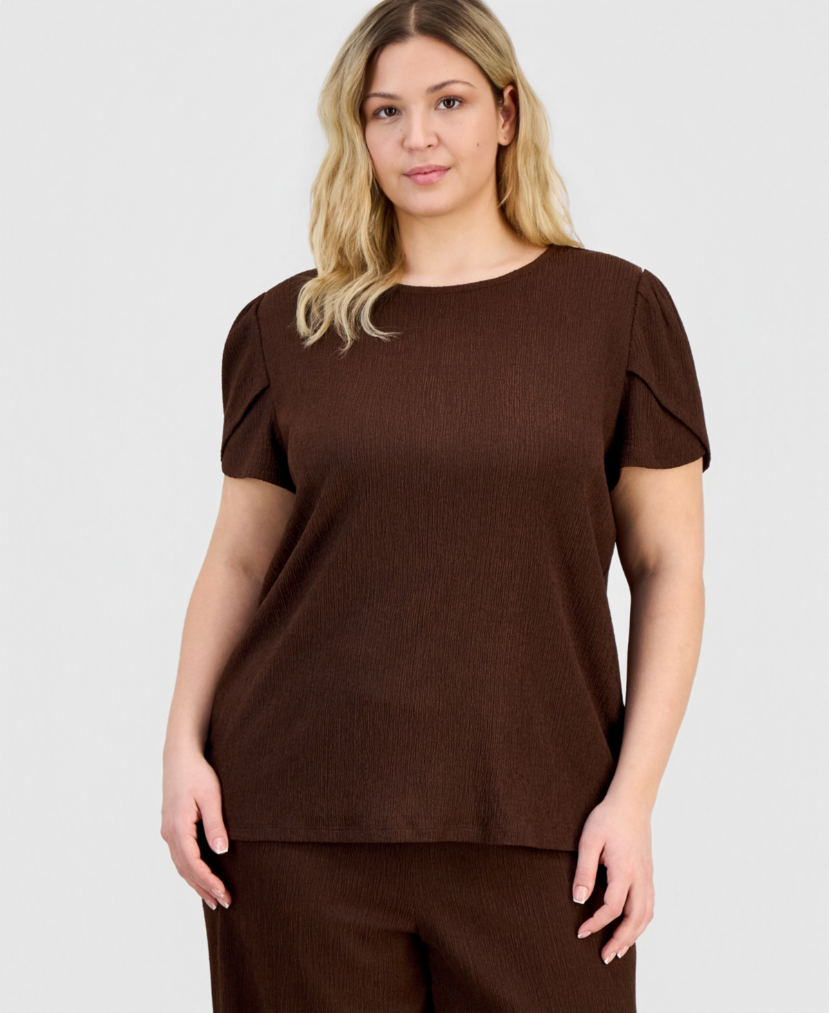 Click here for Anne Klein Essentials Plus Size Crinkle-Textured T... prices