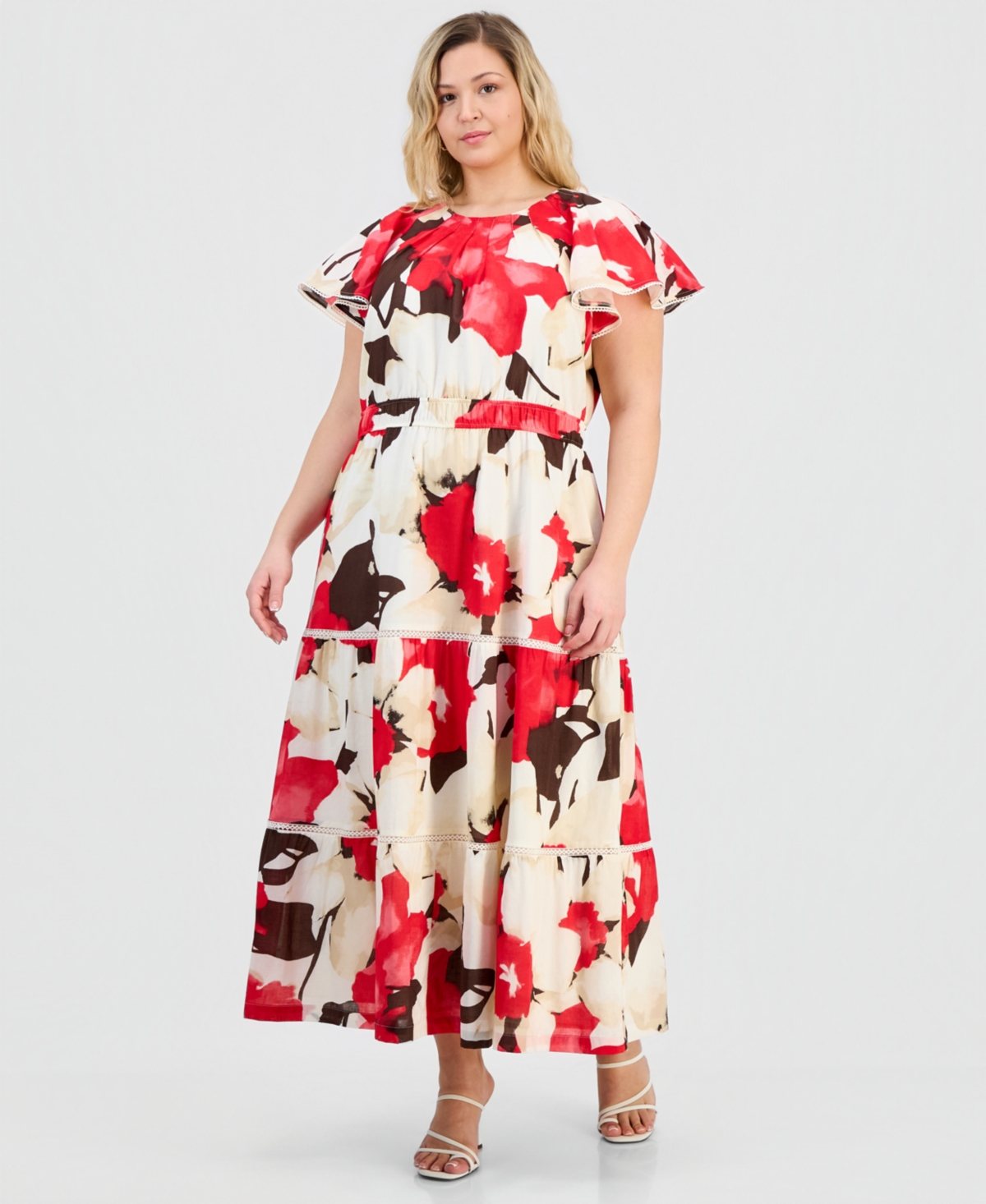 Click here for Anne Klein Plus Size Printed Cotton Flutter-Sleeve... prices