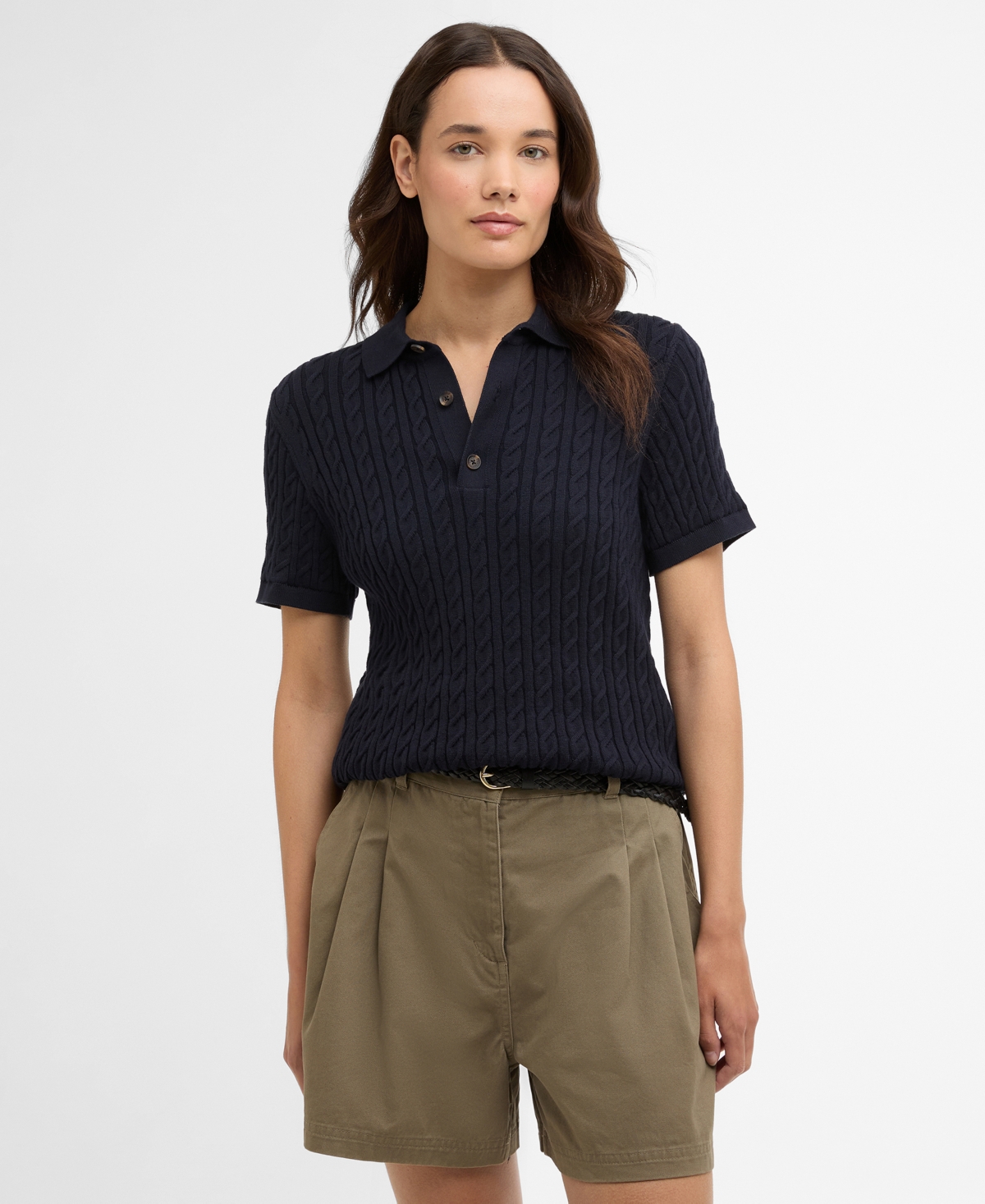 Click here for Barbour Womens Hartland Knitted Polo Jumper - Navy prices