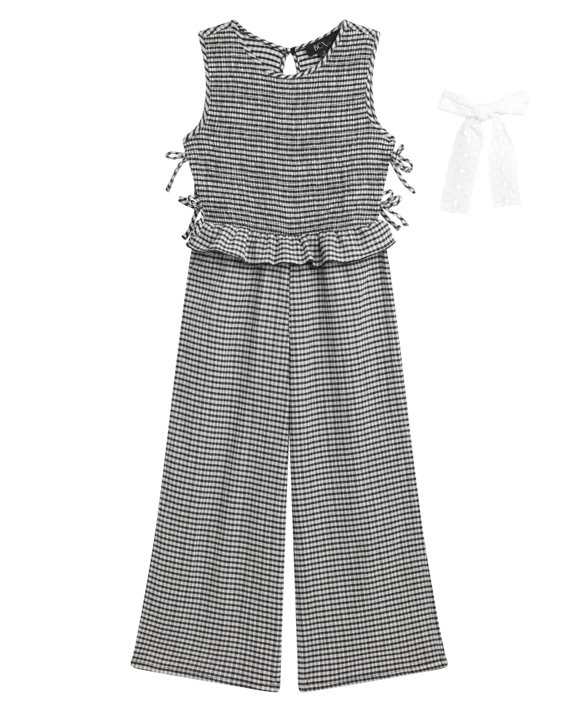 Click here for Bcx Girls 7-16 Sleeveless Smocked Bodice Jumpsuit... prices
